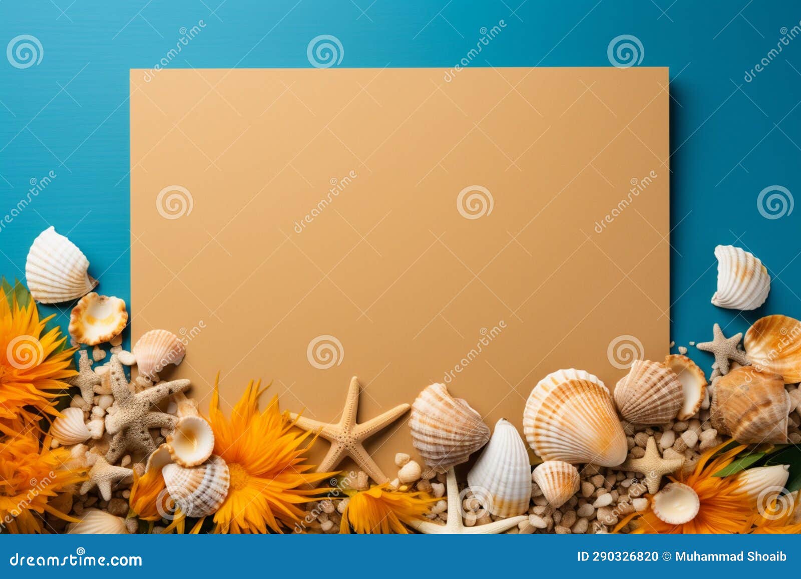 Summer S Message Blank Card on Colored Background with Seashell Frame ...
