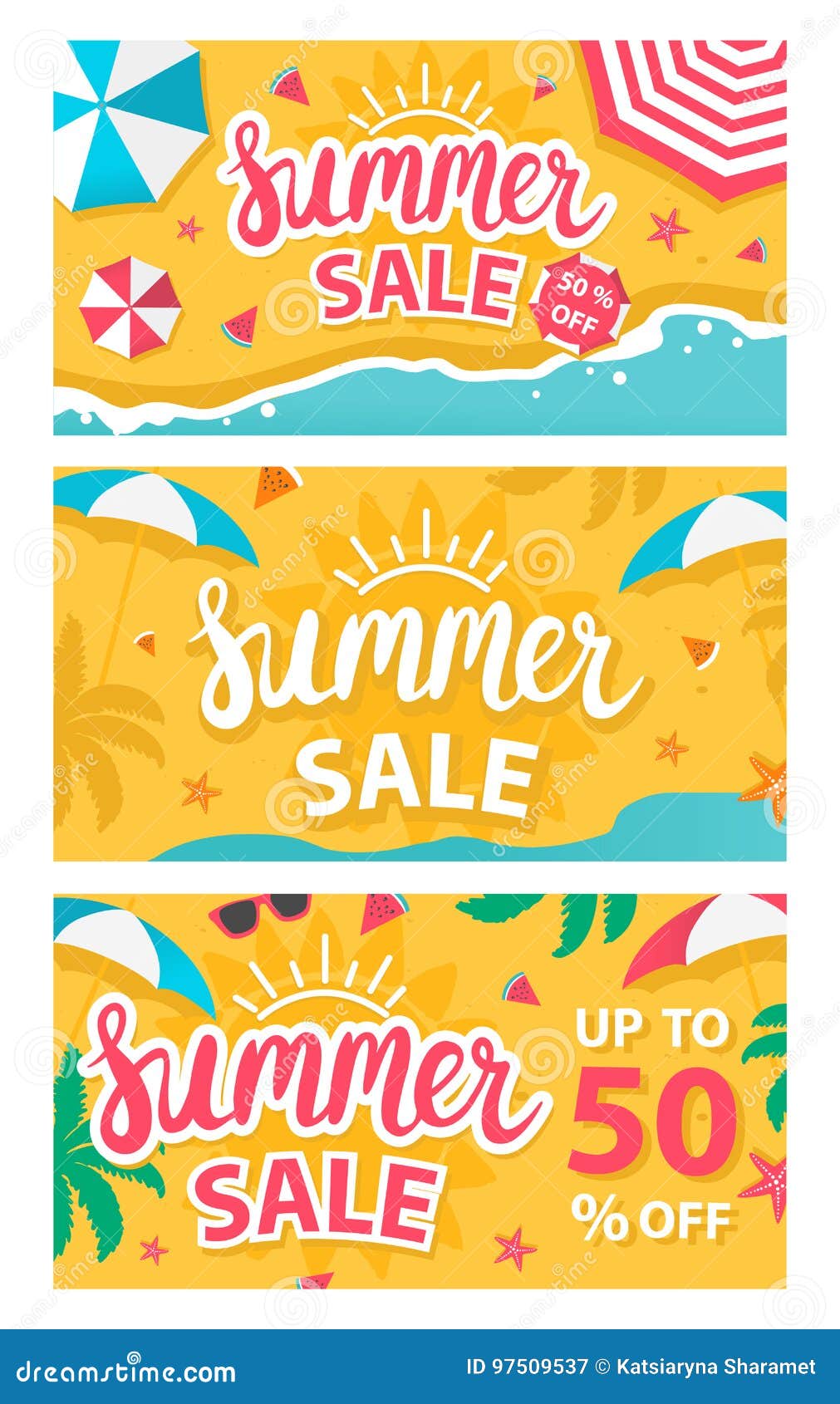 Summer sale banners set. stock vector. Illustration of concept - 97509537