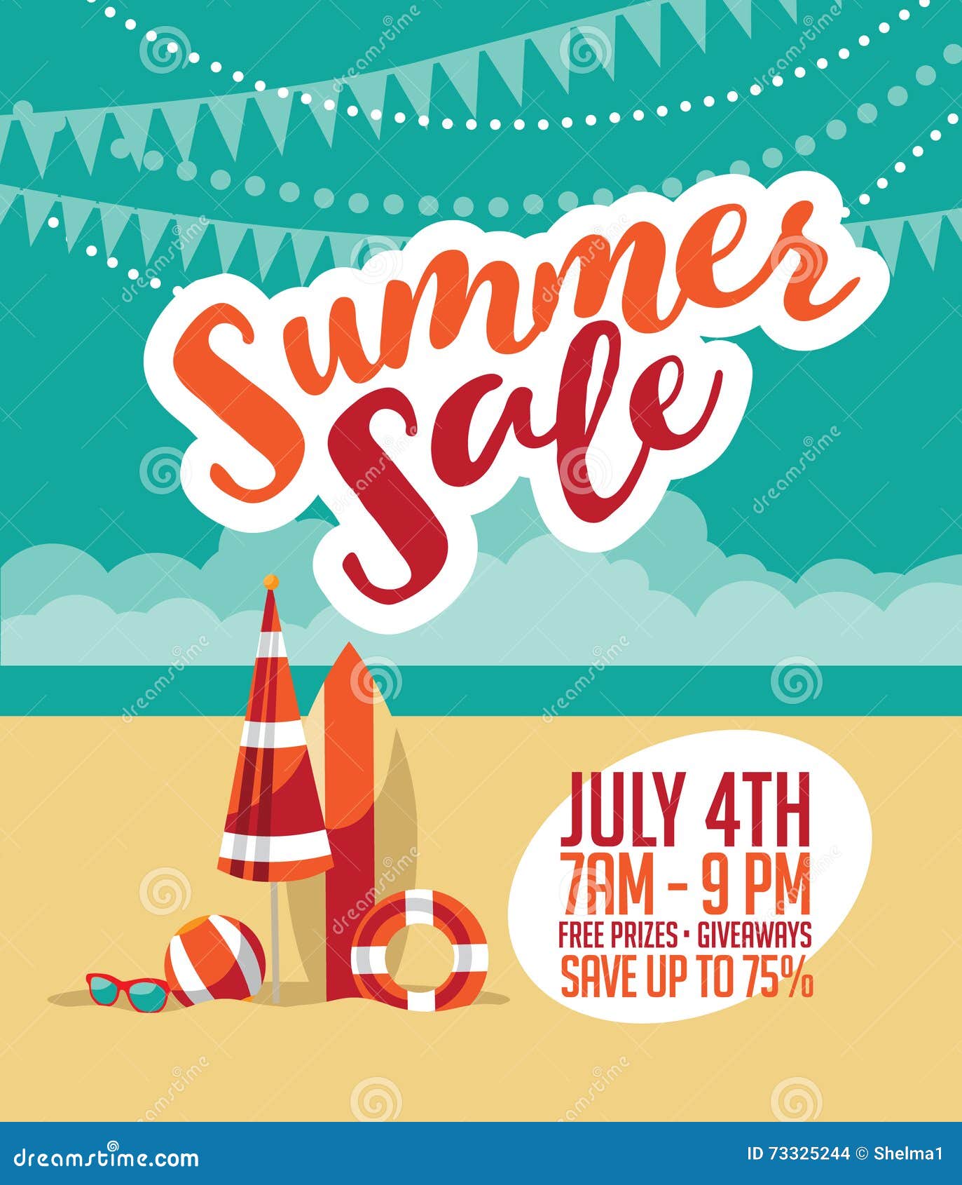 Summer Sale Marketing Template with Copy Space. Stock Vector ...