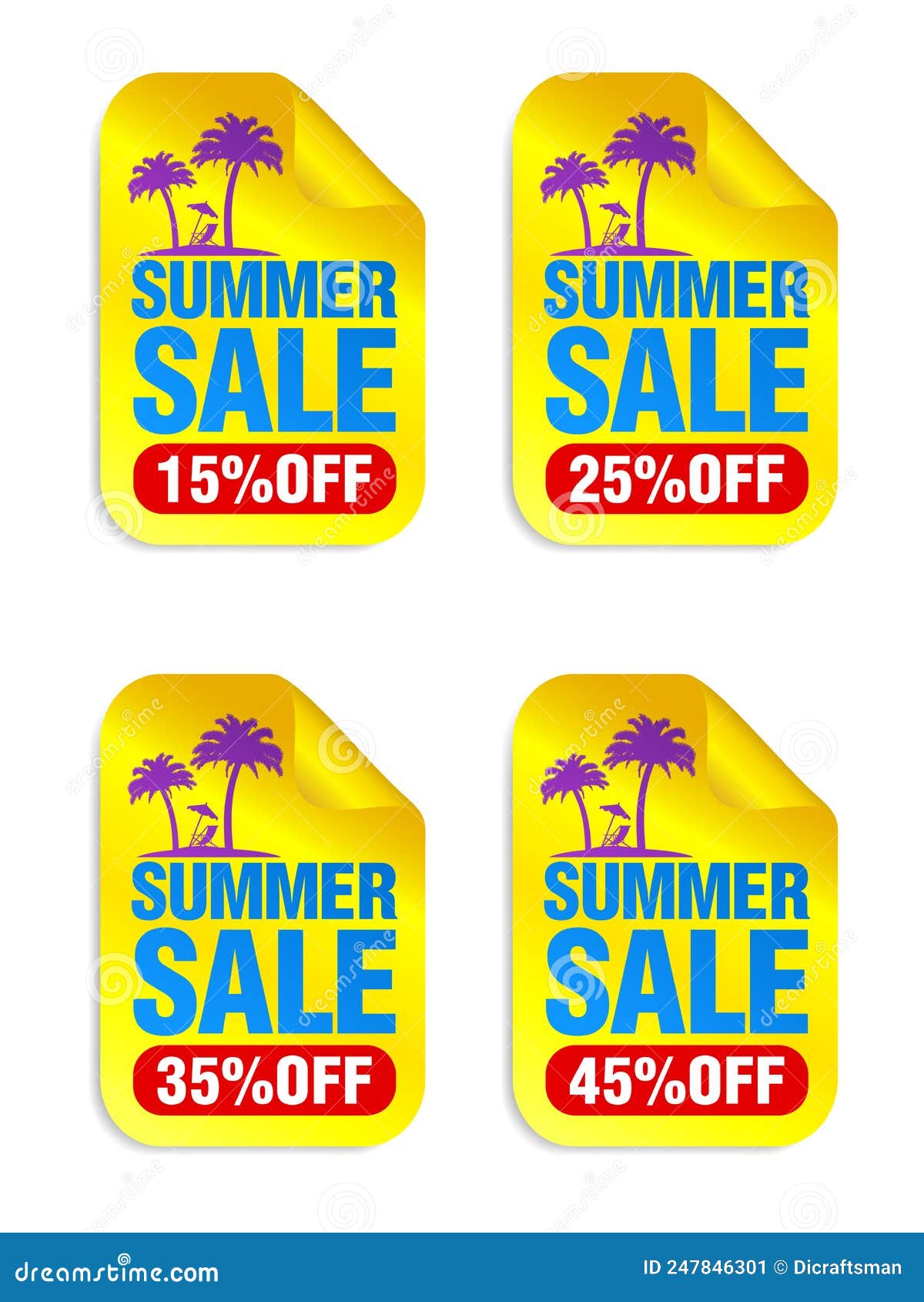 Summer Sale Stickers Set 15 , 25 , 35 , 45 Discount Stock Vector ...