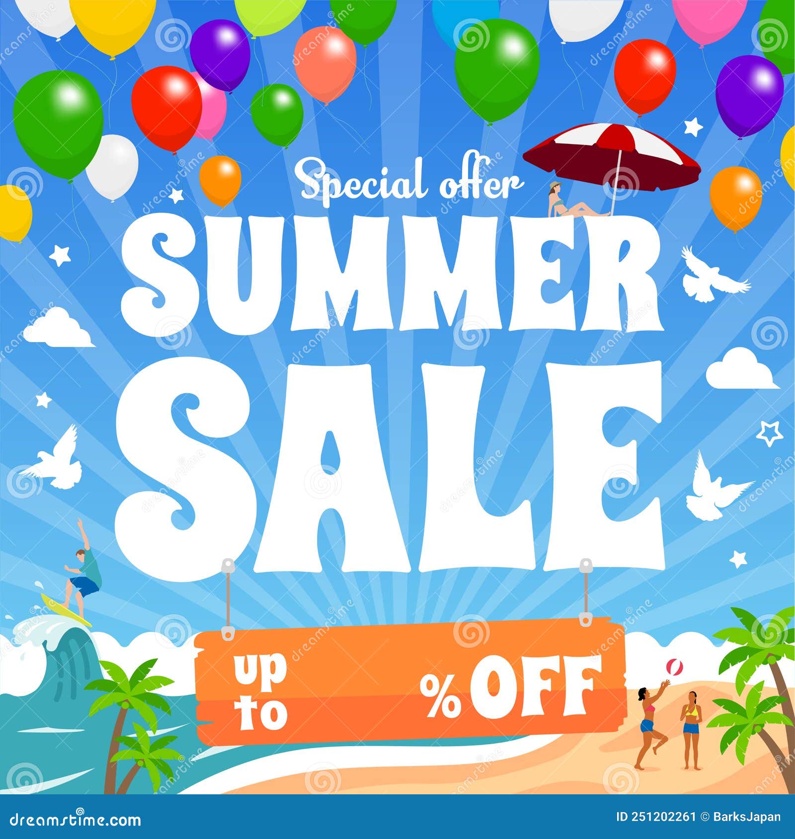 Summer Sale Vector Banner Illustration Stock Vector - Illustration of ...