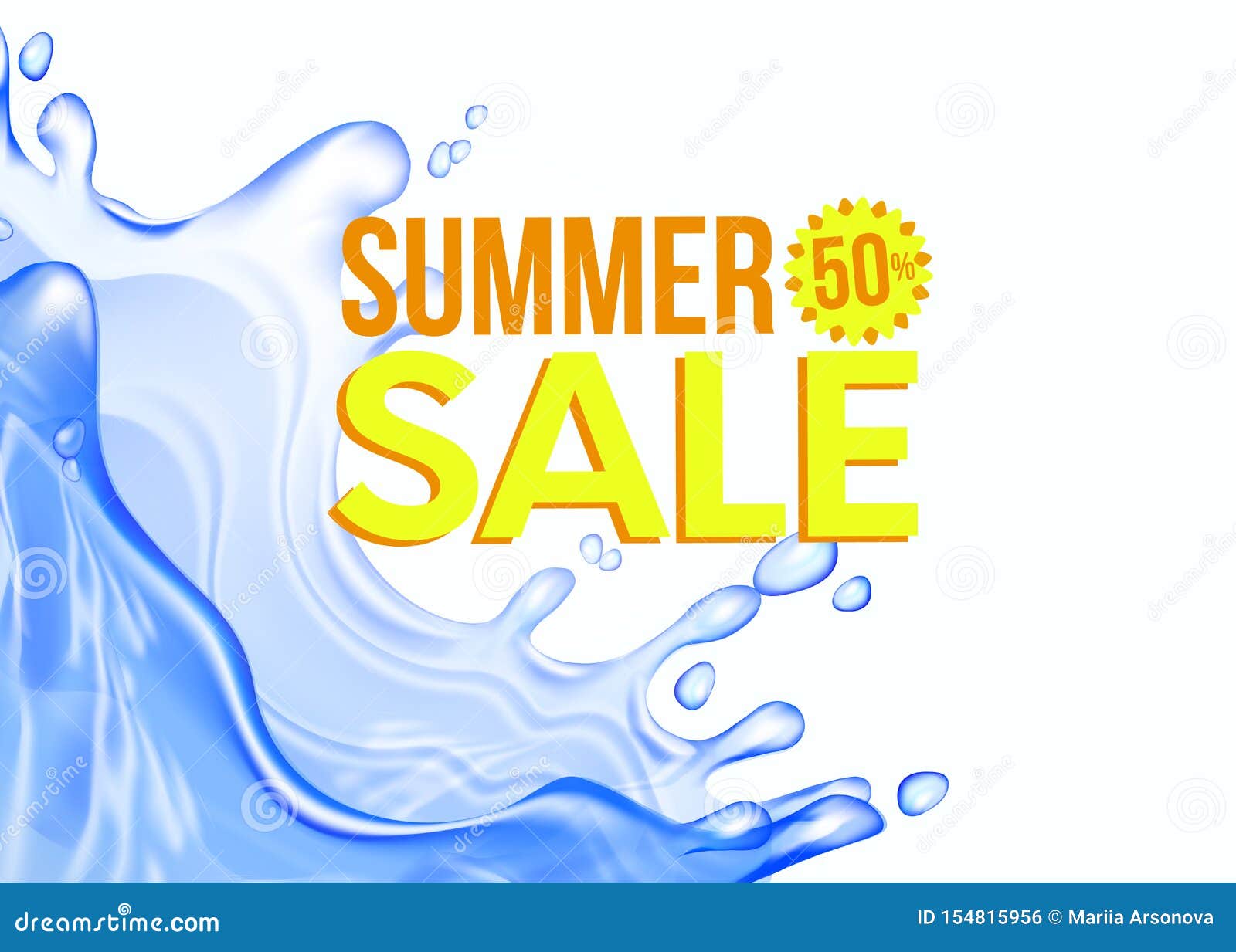 Summer Sale. Water Splash. Drink. Vector Illustration Stock ...