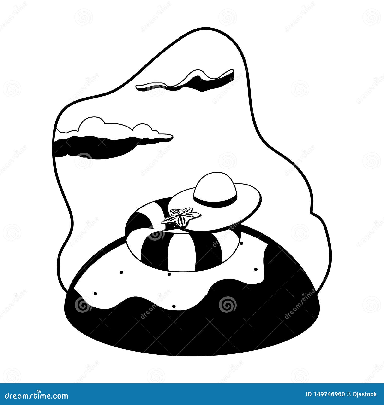 Summer Sand Beach with Float and Icons Stock Illustration ...