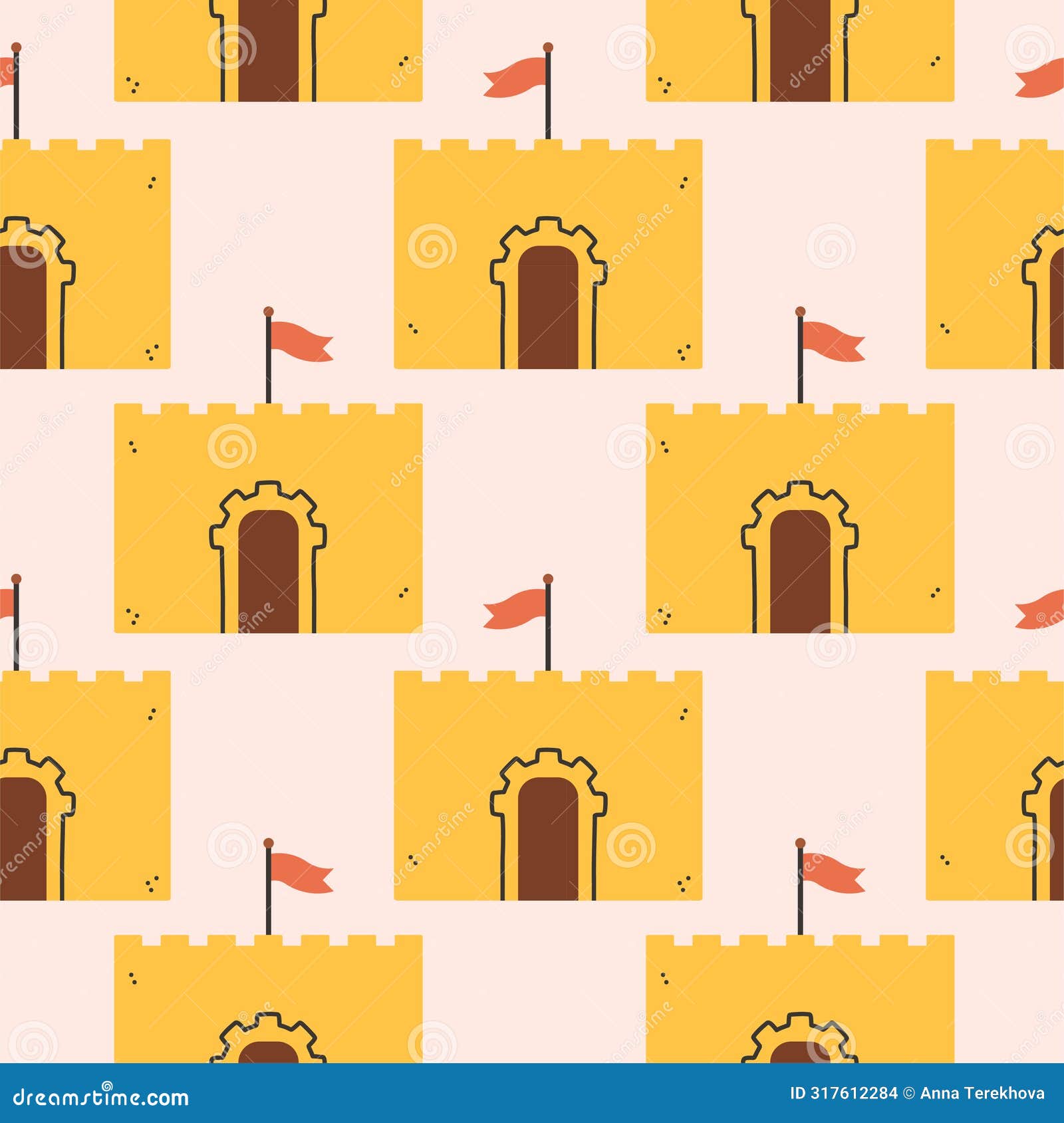 Summer Sand Castle Pattern. Flat Seamless Pattern. Simple Sand Castle ...