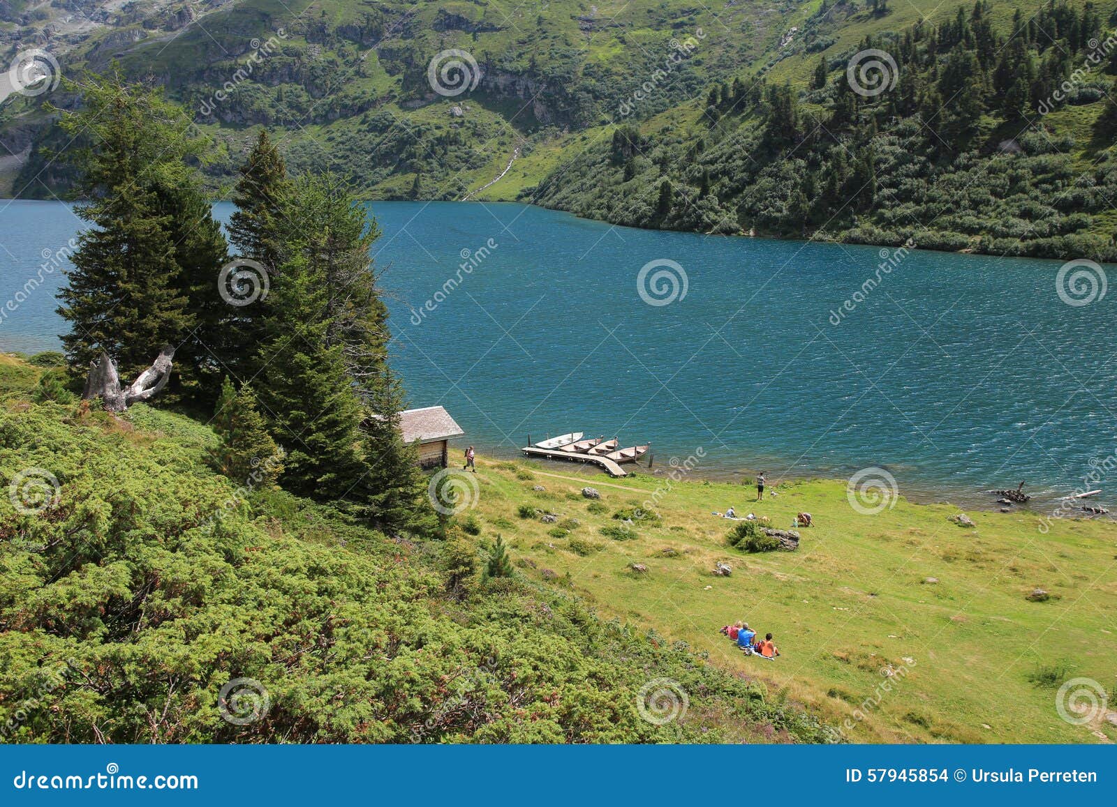 Summer Scene at Lake Engstlensee Stock Photo - Image of quiet, outdoors ...