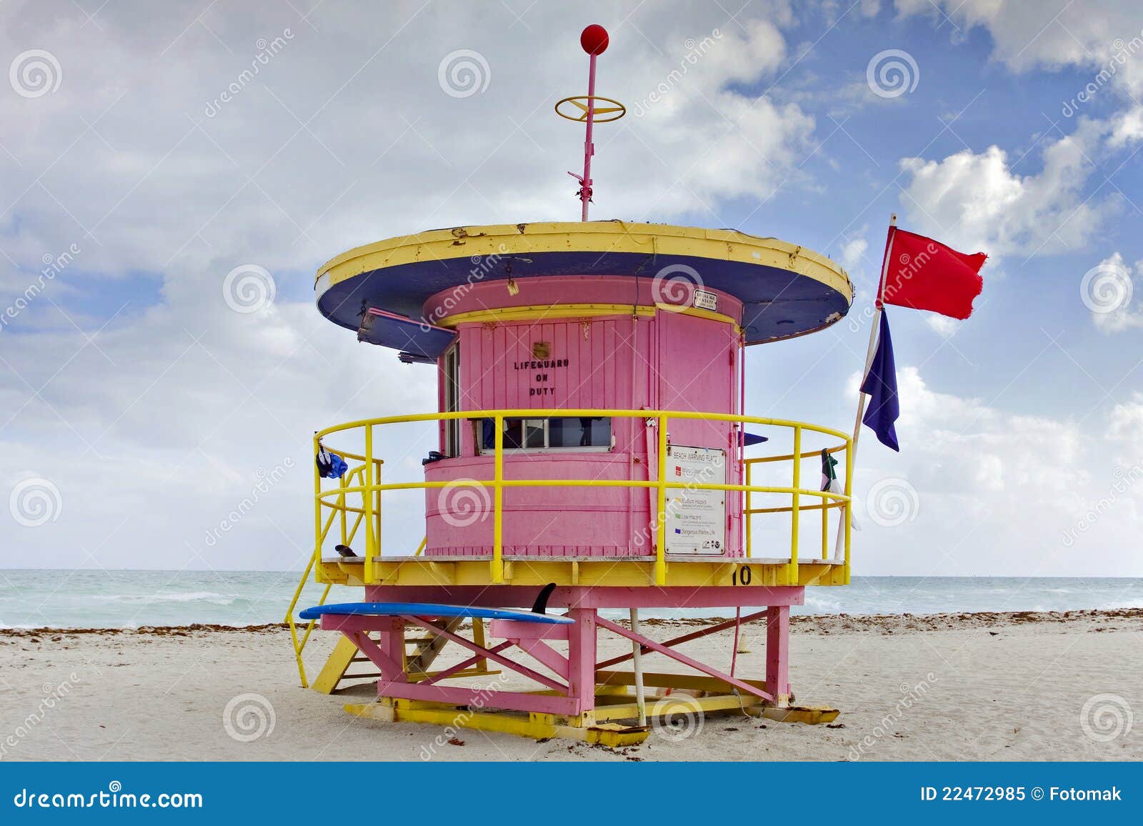 Summer Scene with a Lifeguard House in Miami Beach Stock Image - Image ...