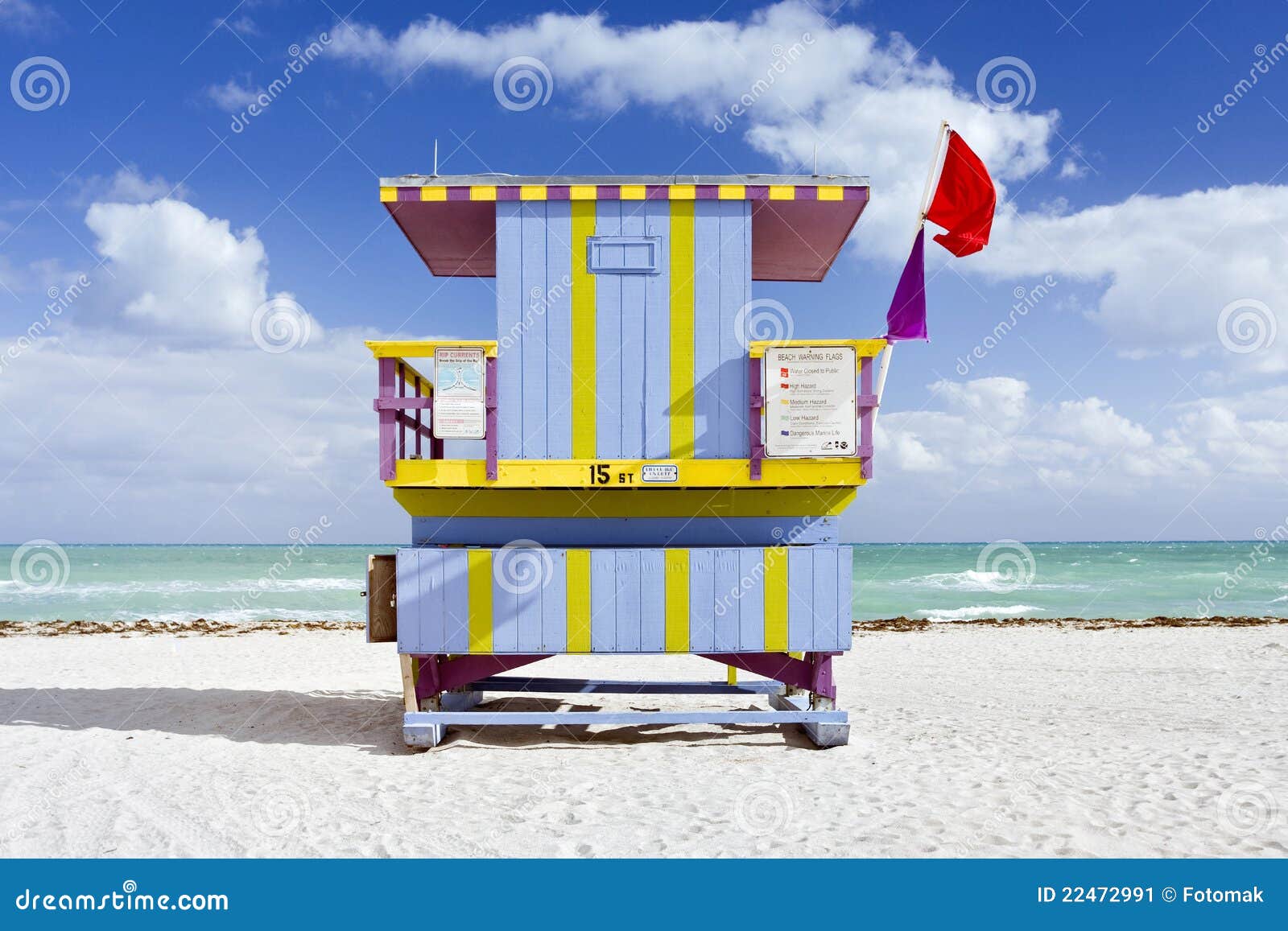 Summer Scene with a Lifeguard House in Miami Beach Stock Image - Image ...