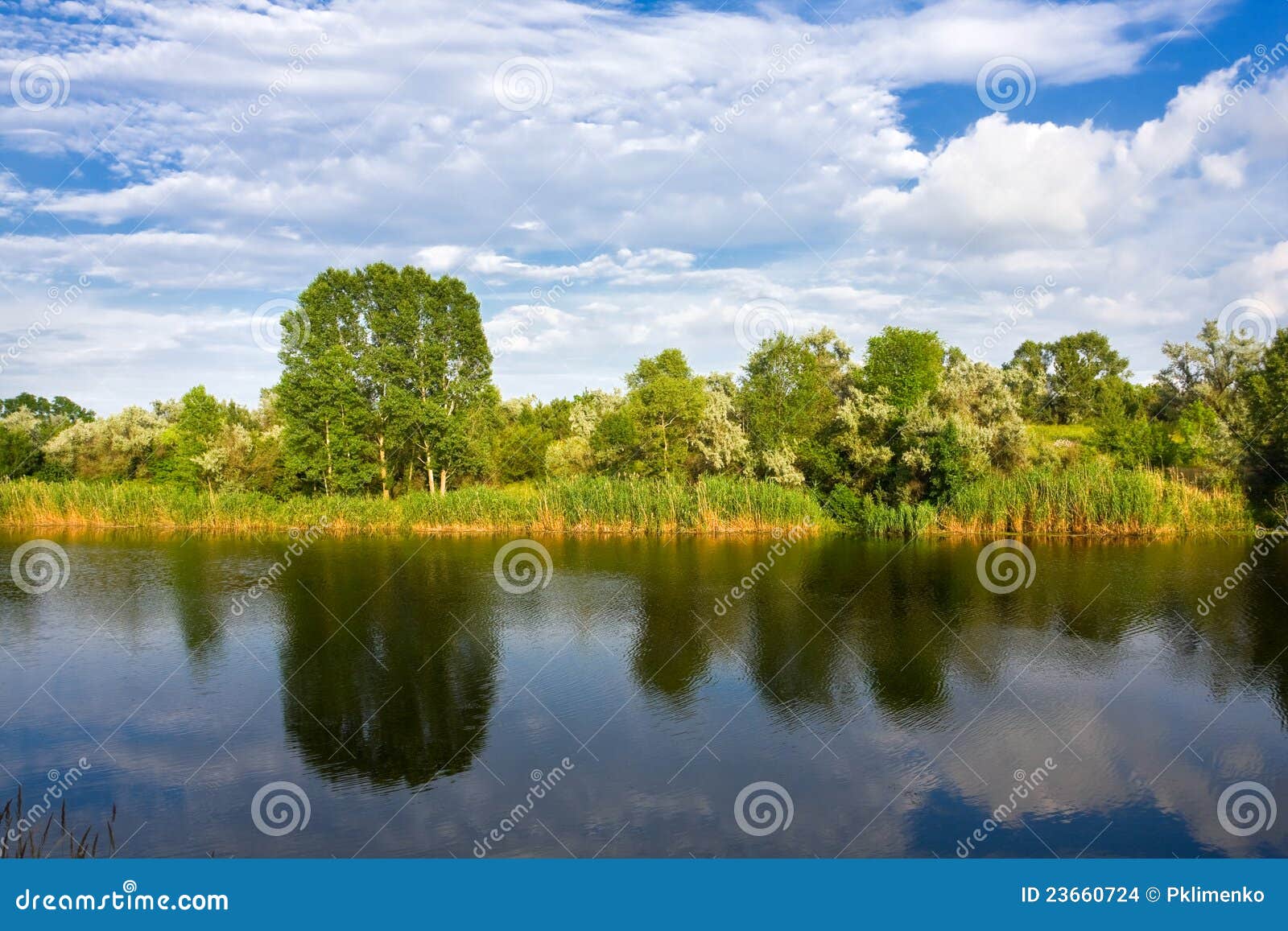 Summer scene on river stock photo. Image of cloud, light - 23660724