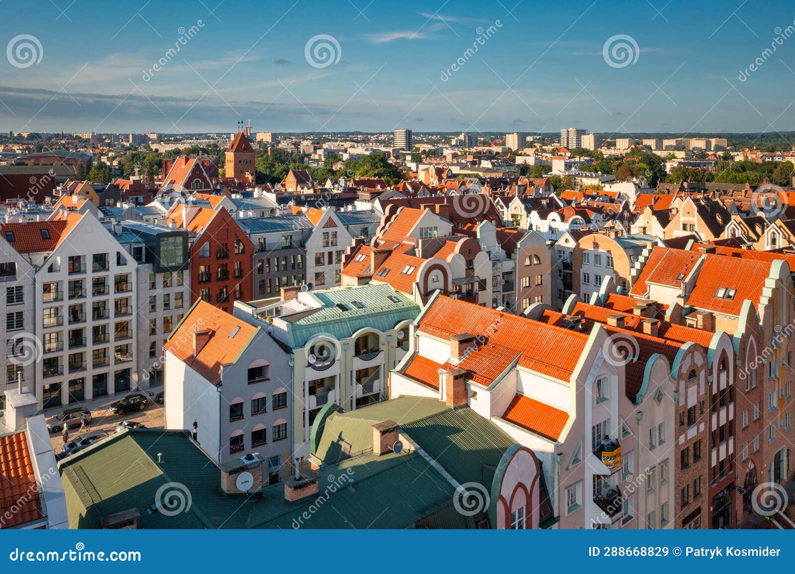 Summer Scenery of Elblag City in the Light of the Setting Sun. Poland ...