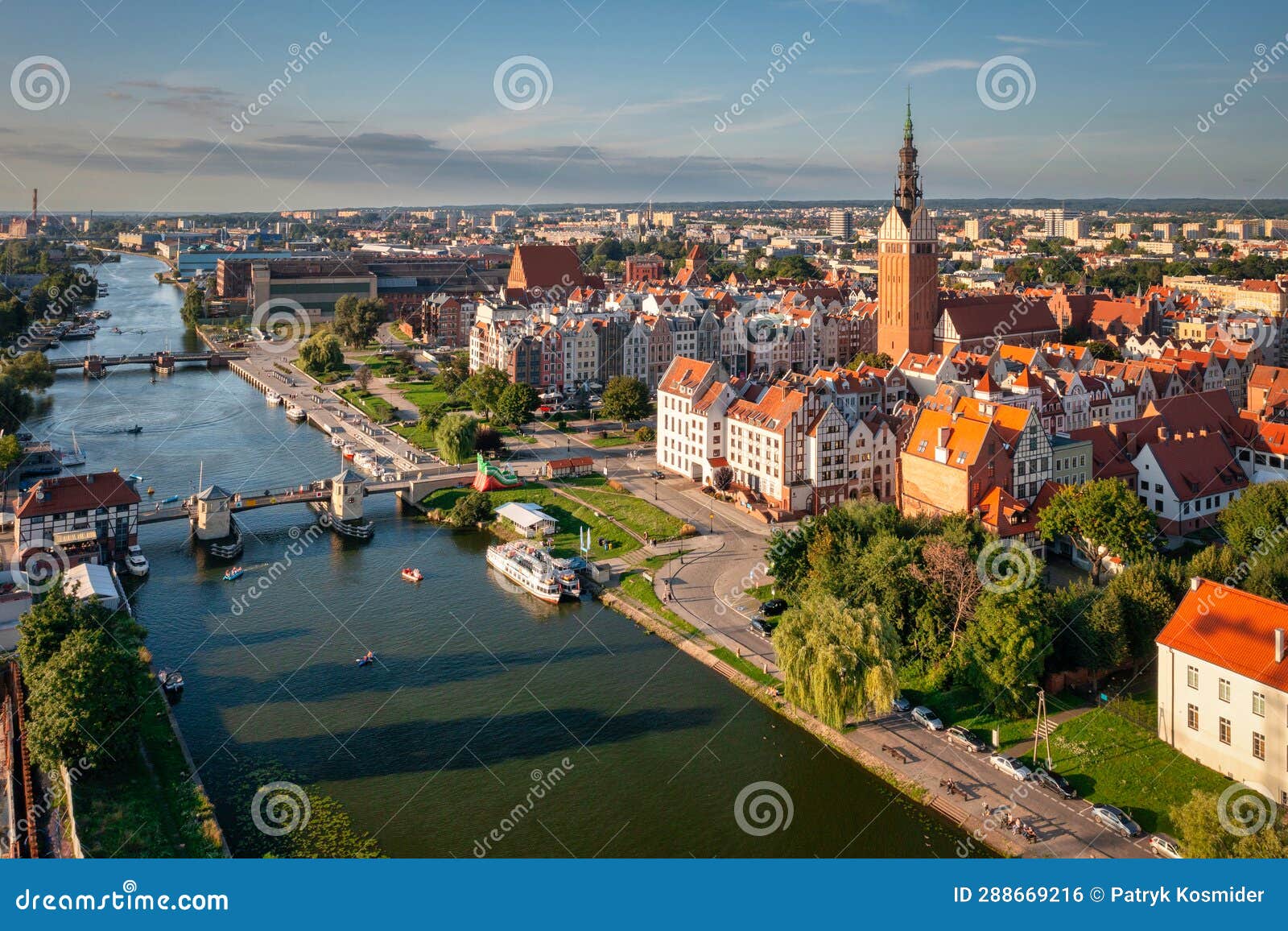 Summer Scenery of Elblag City in the Light of the Setting Sun. Poland ...