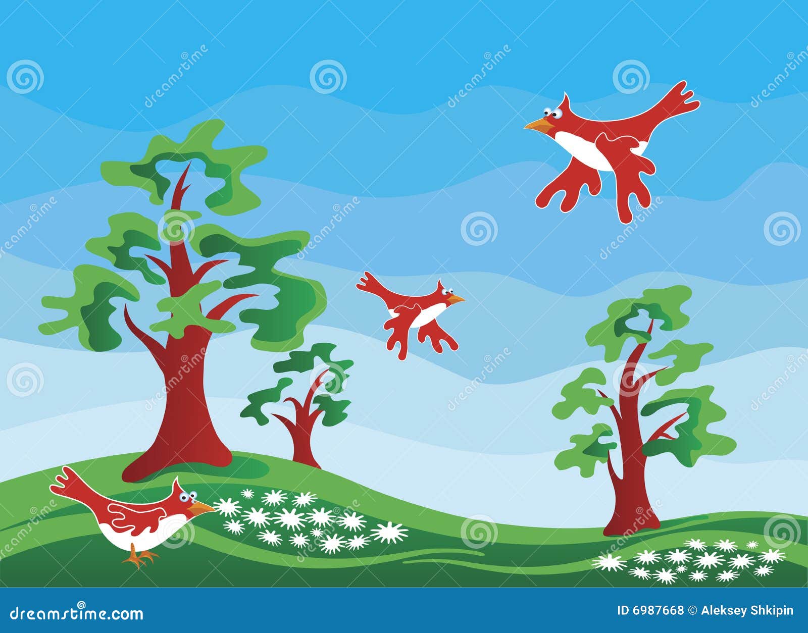 Summer scenery landscape stock vector. Illustration of vector - 6987668