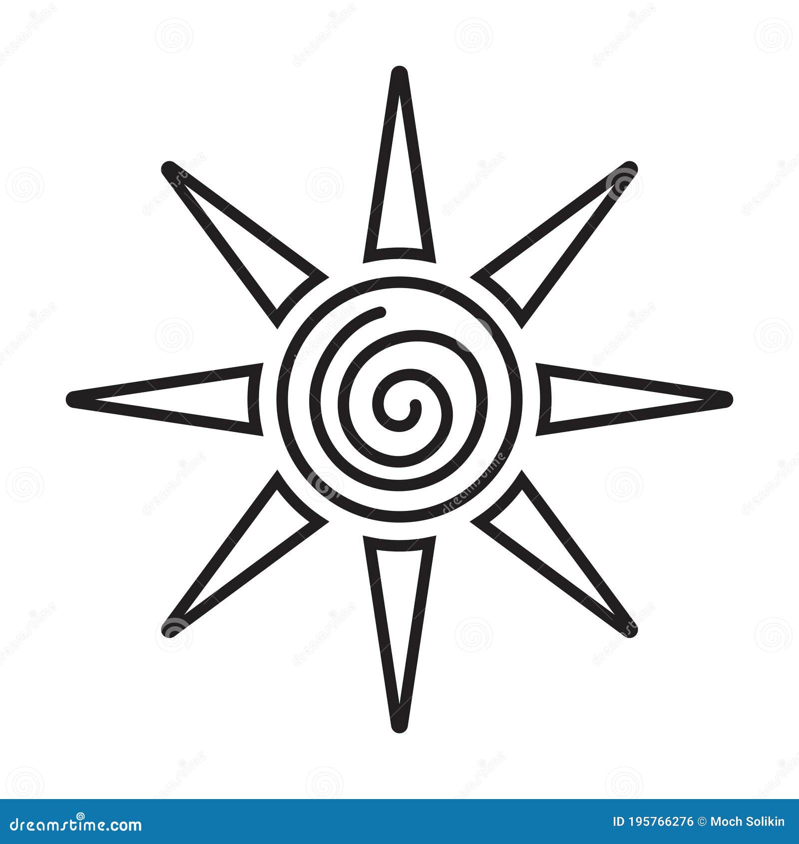 Summer Scribble Sun Line Art Icon for Apps or Website Stock Vector ...