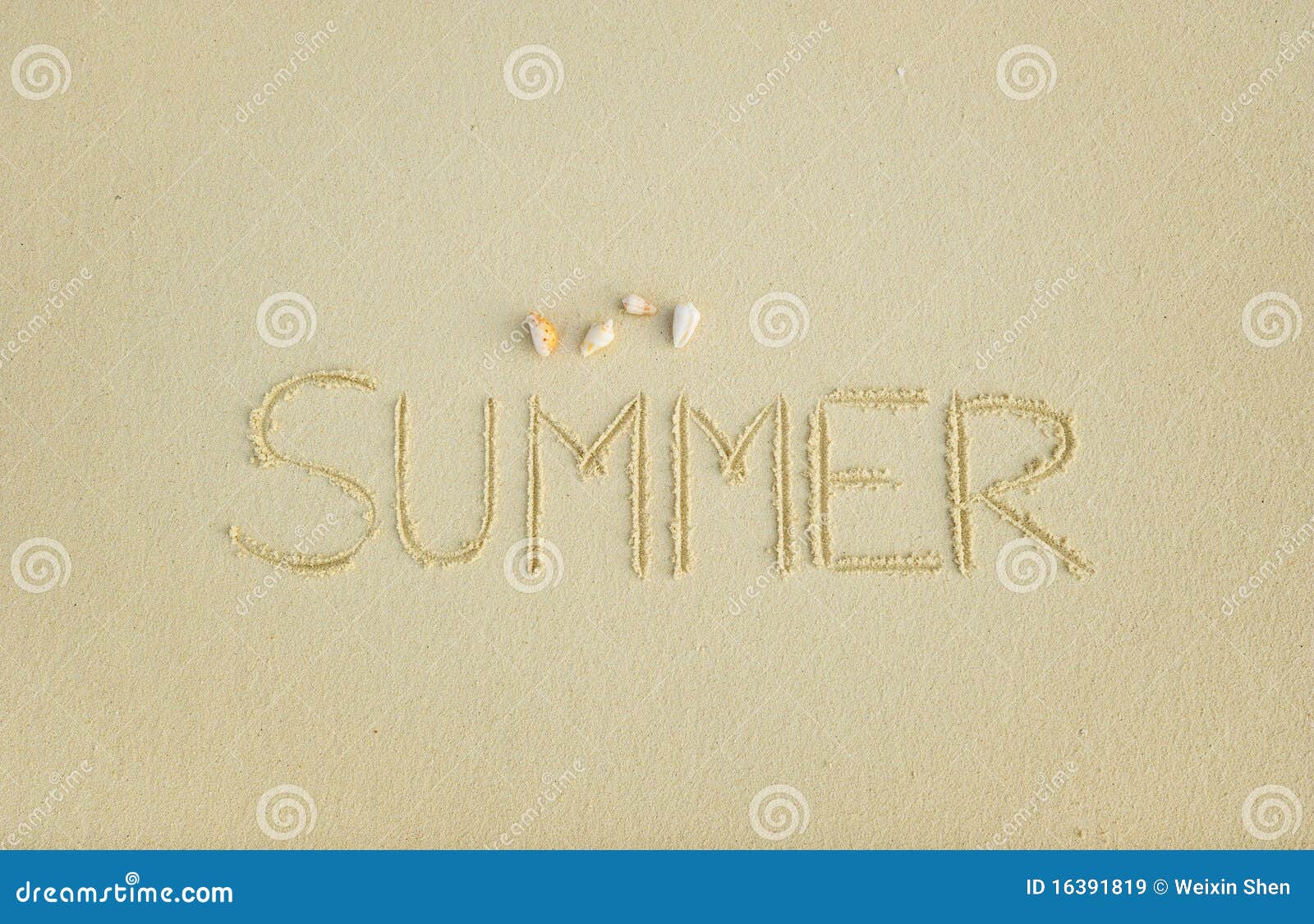 Summer Script with Seashells on the Beach Stock Image - Image of sand ...