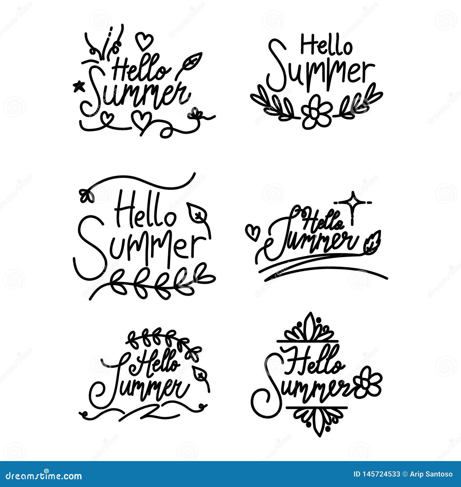 Summer Script Text Template Vector Stock Vector - Illustration of hand ...