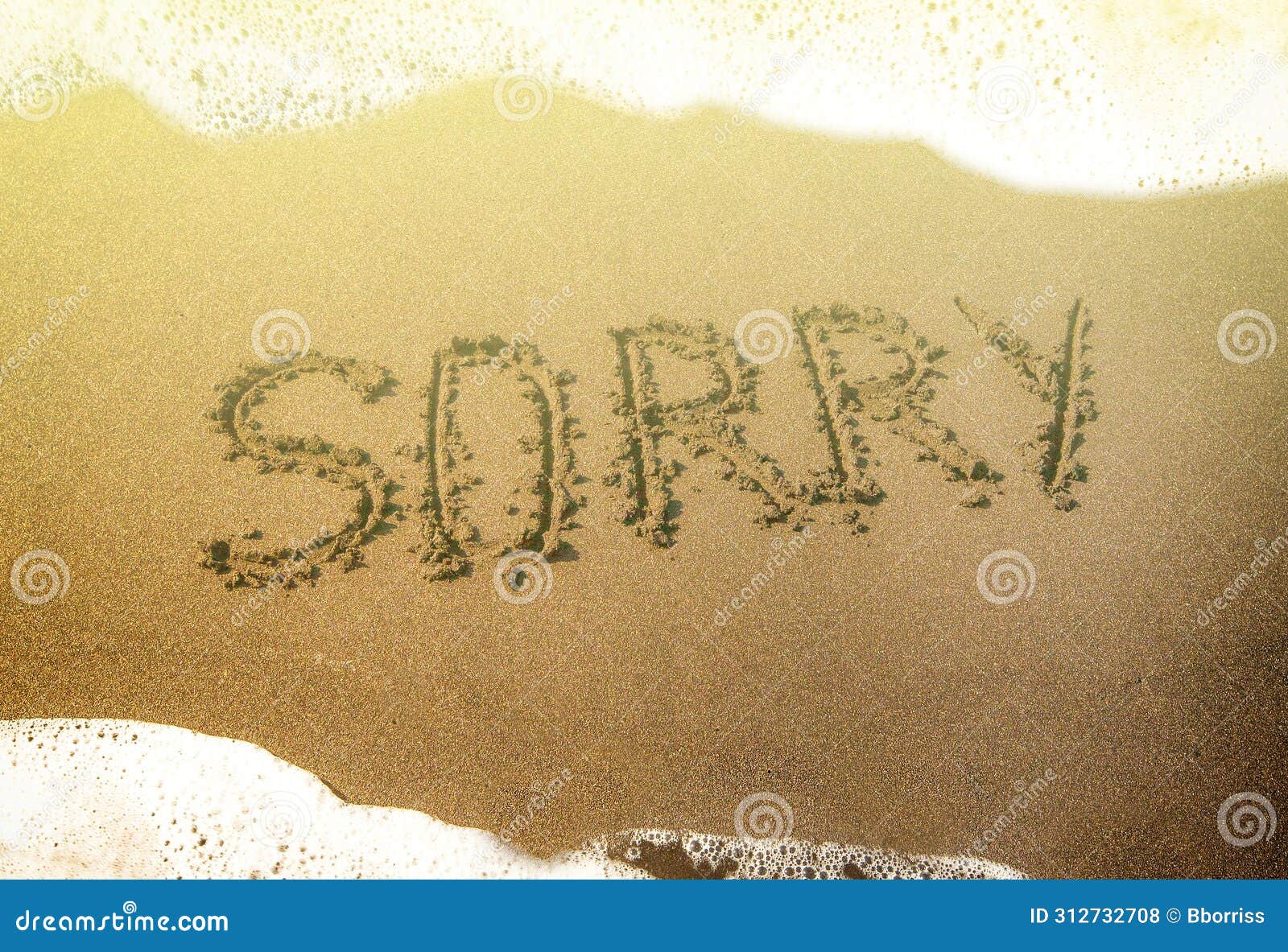 Summer Sea Beach, the Inscription on the Sand Sorry Stock Photo - Image ...