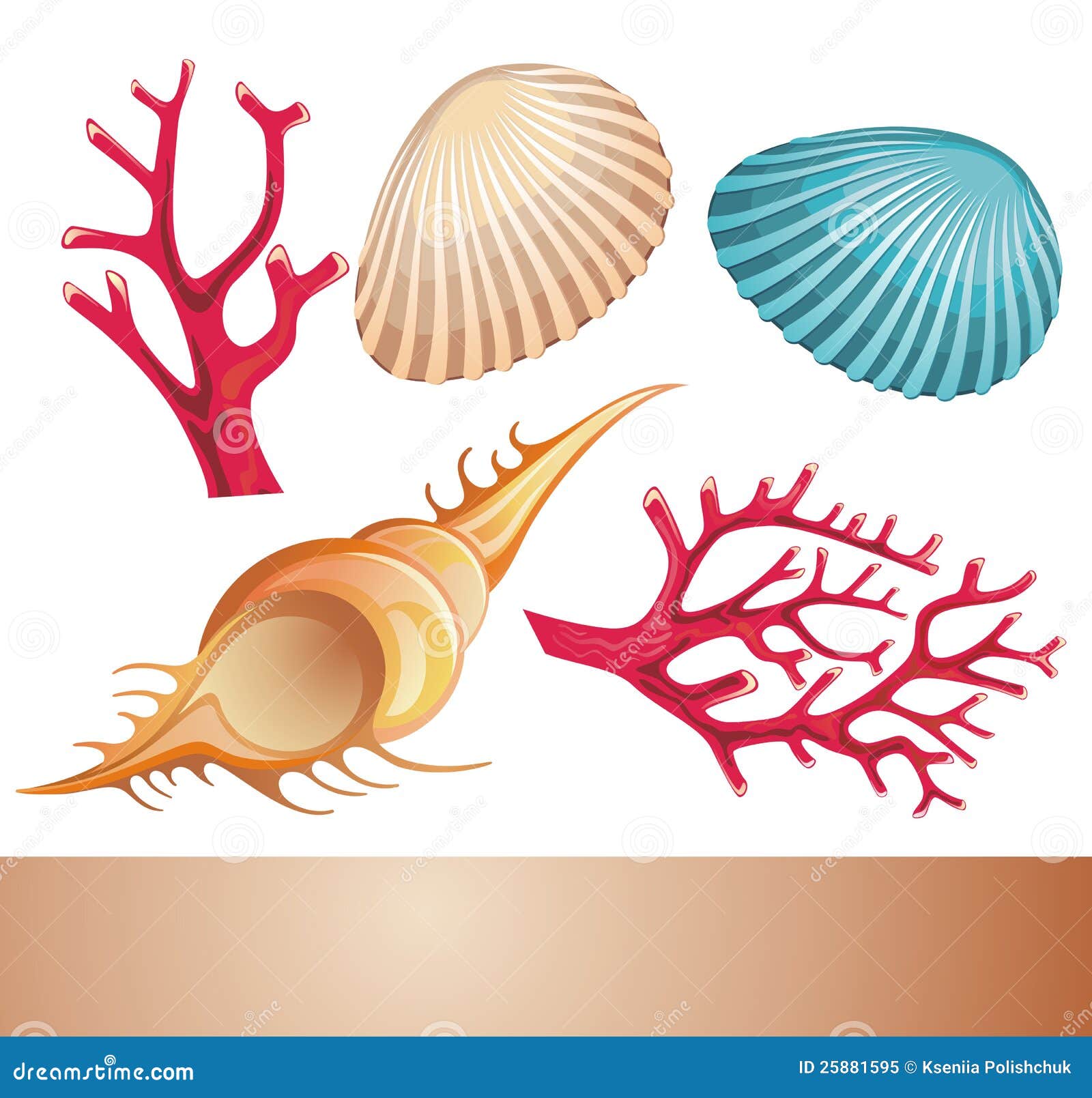 Summer sea elements stock vector. Illustration of sand - 25881595