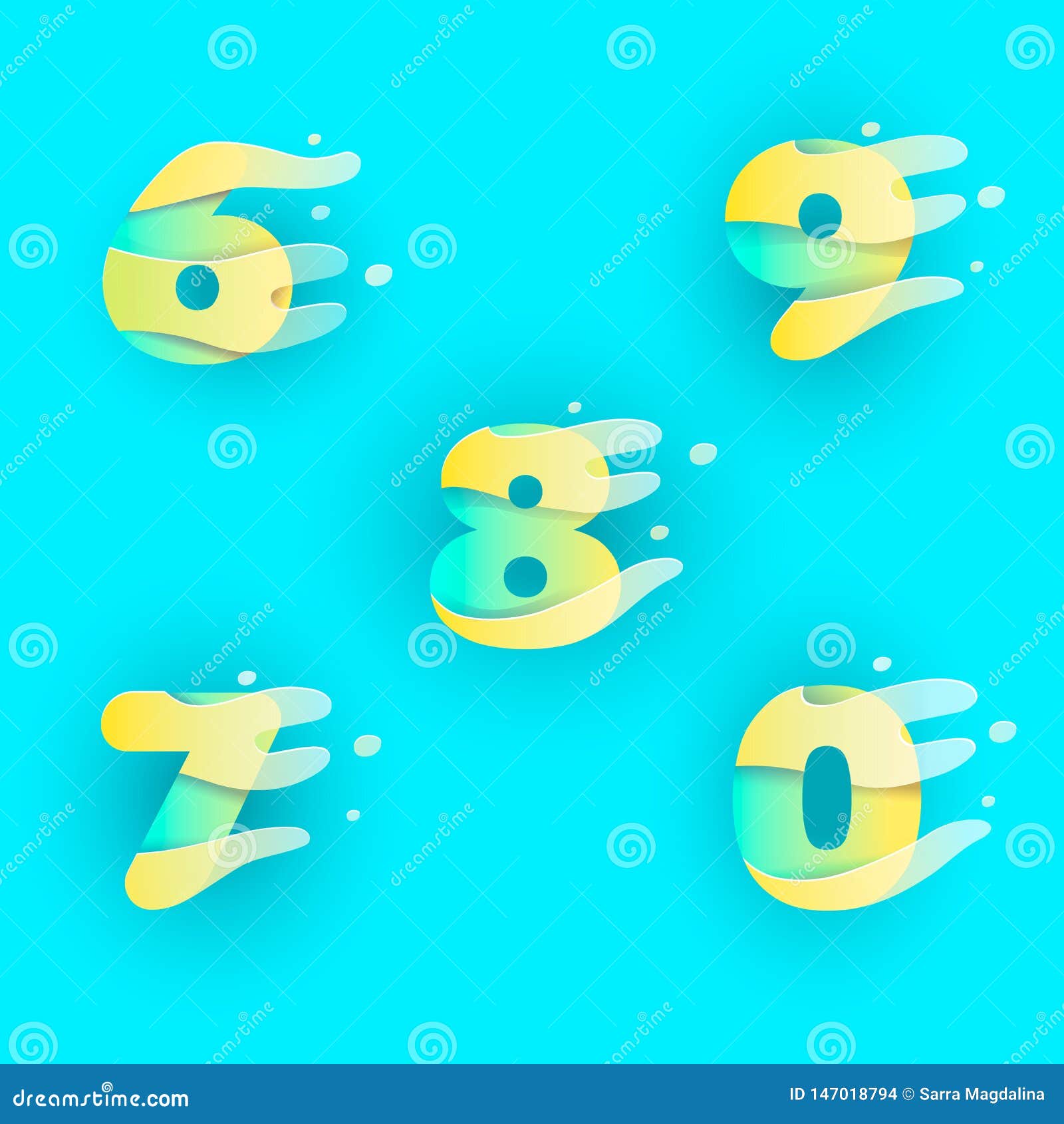 6-0 Summer sea numbers stock vector. Illustration of color - 147018794