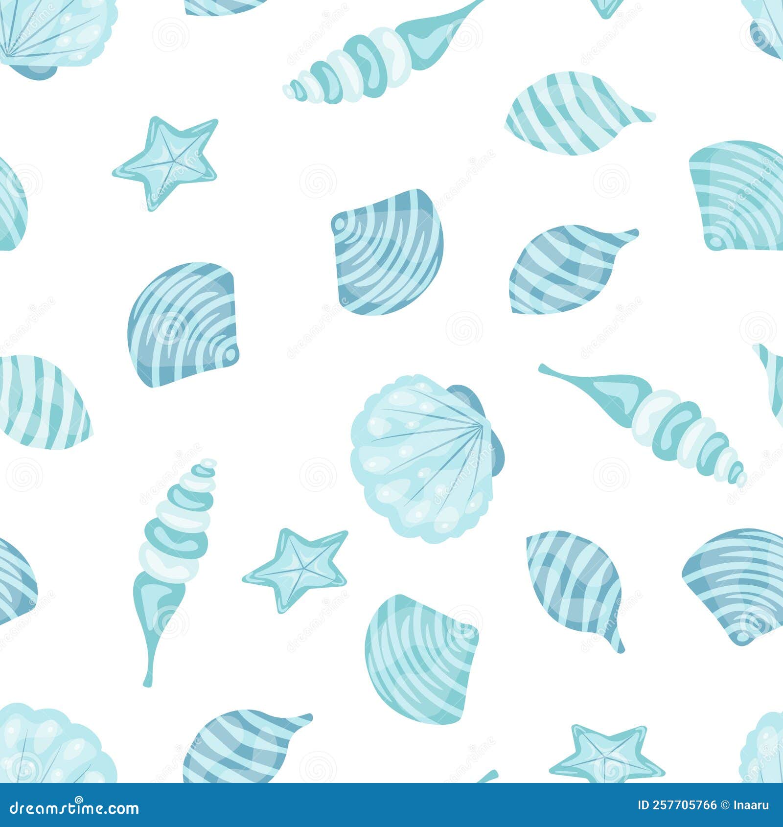 Seamless Pattern with Cute Seashells and Starfish Stock Vector ...