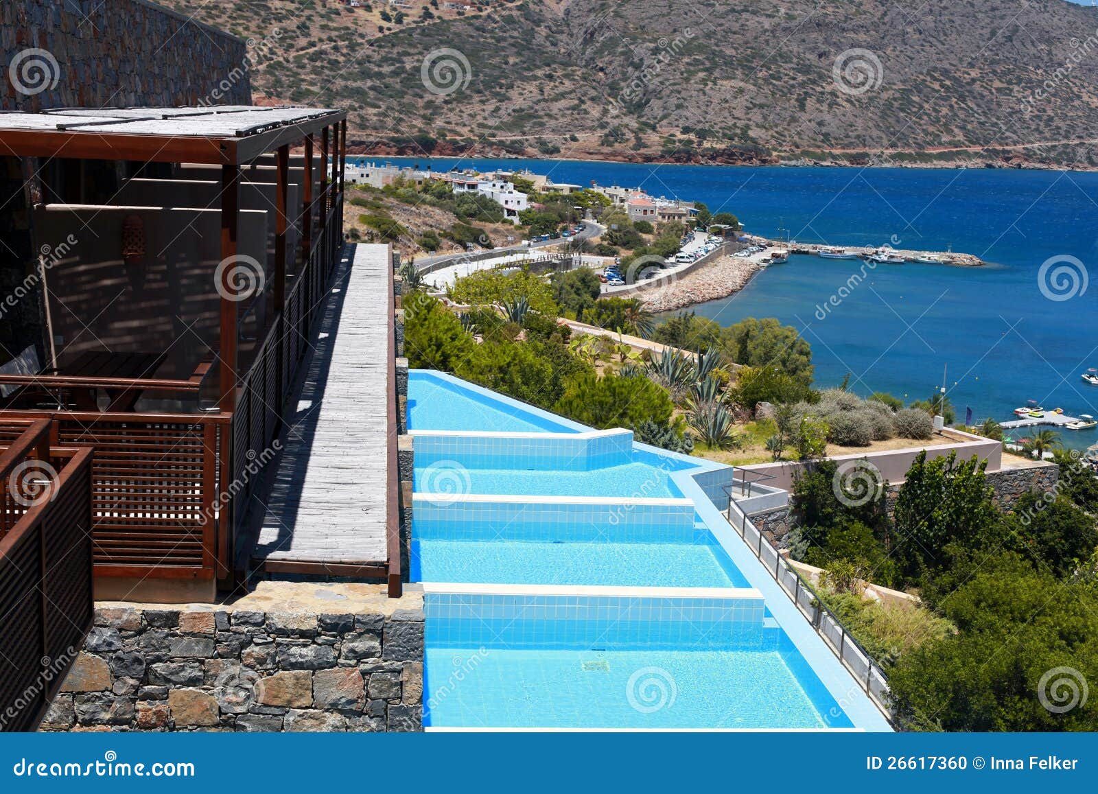 Summer Sea Resort with Row of Swimming Pools Stock Photo - Image of ...