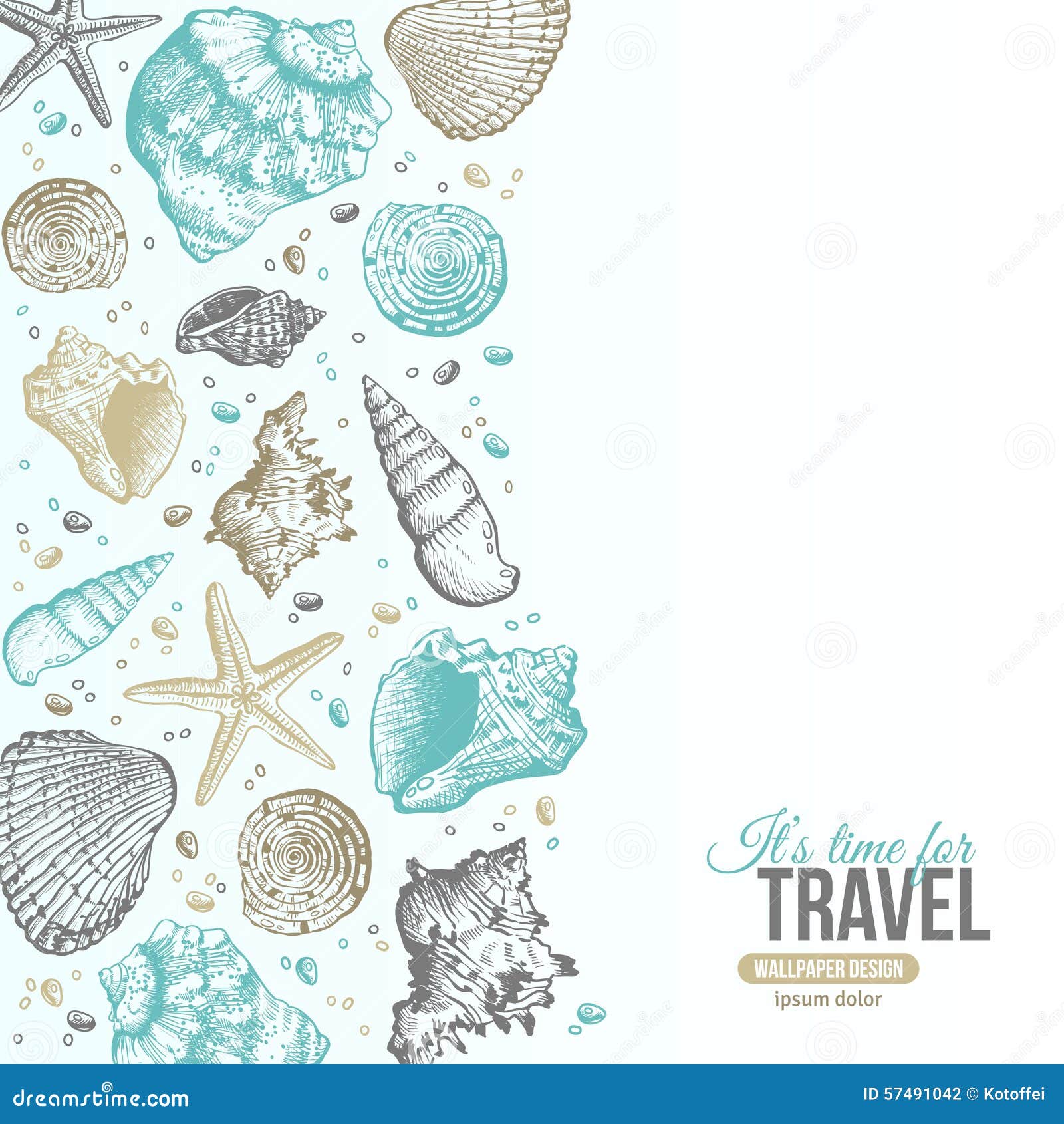 Summer Sea Shells Postcard Design Stock Vector - Illustration of ...