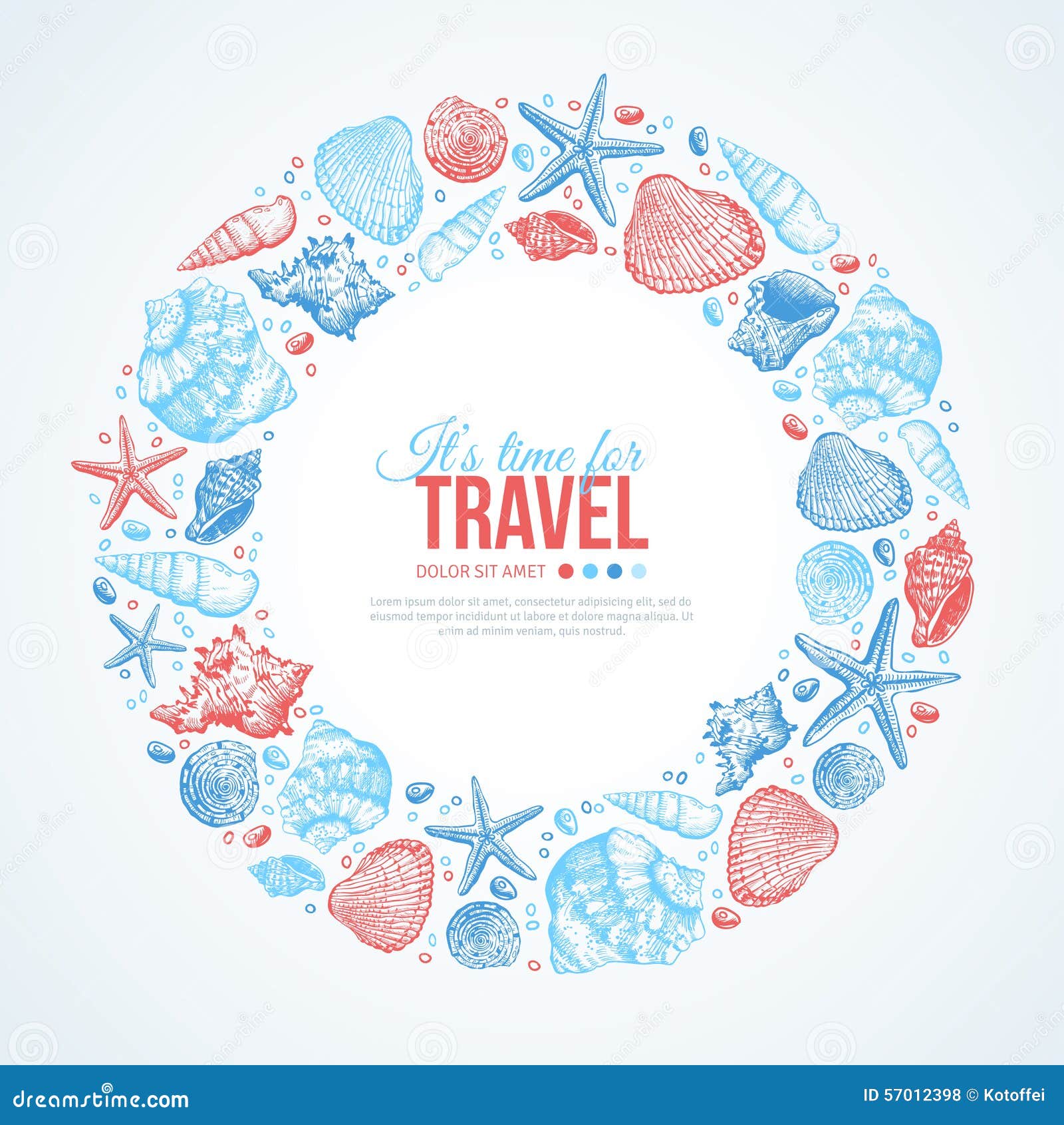 Summer Sea Shells Round Frame Stock Vector - Illustration of seashell ...