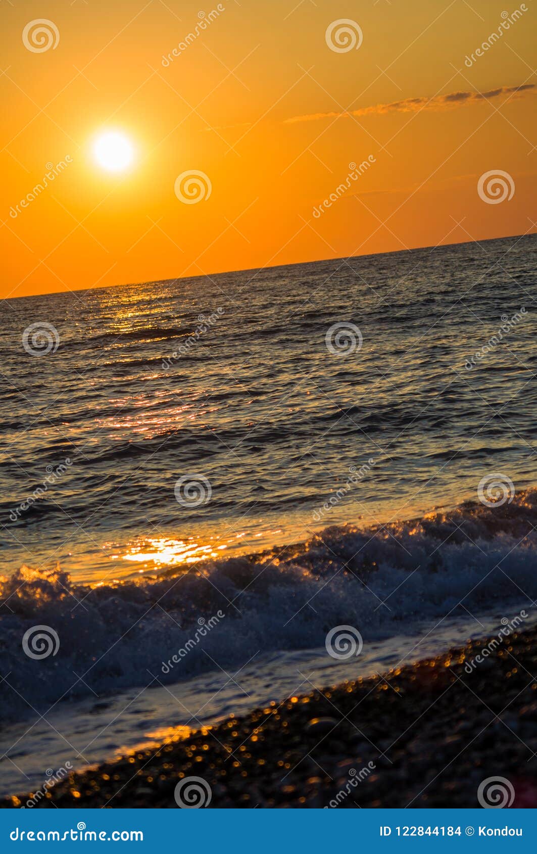 Amazing Sea Sunset, the Sun, Waves, Clouds Stock Photo - Image of cloud ...