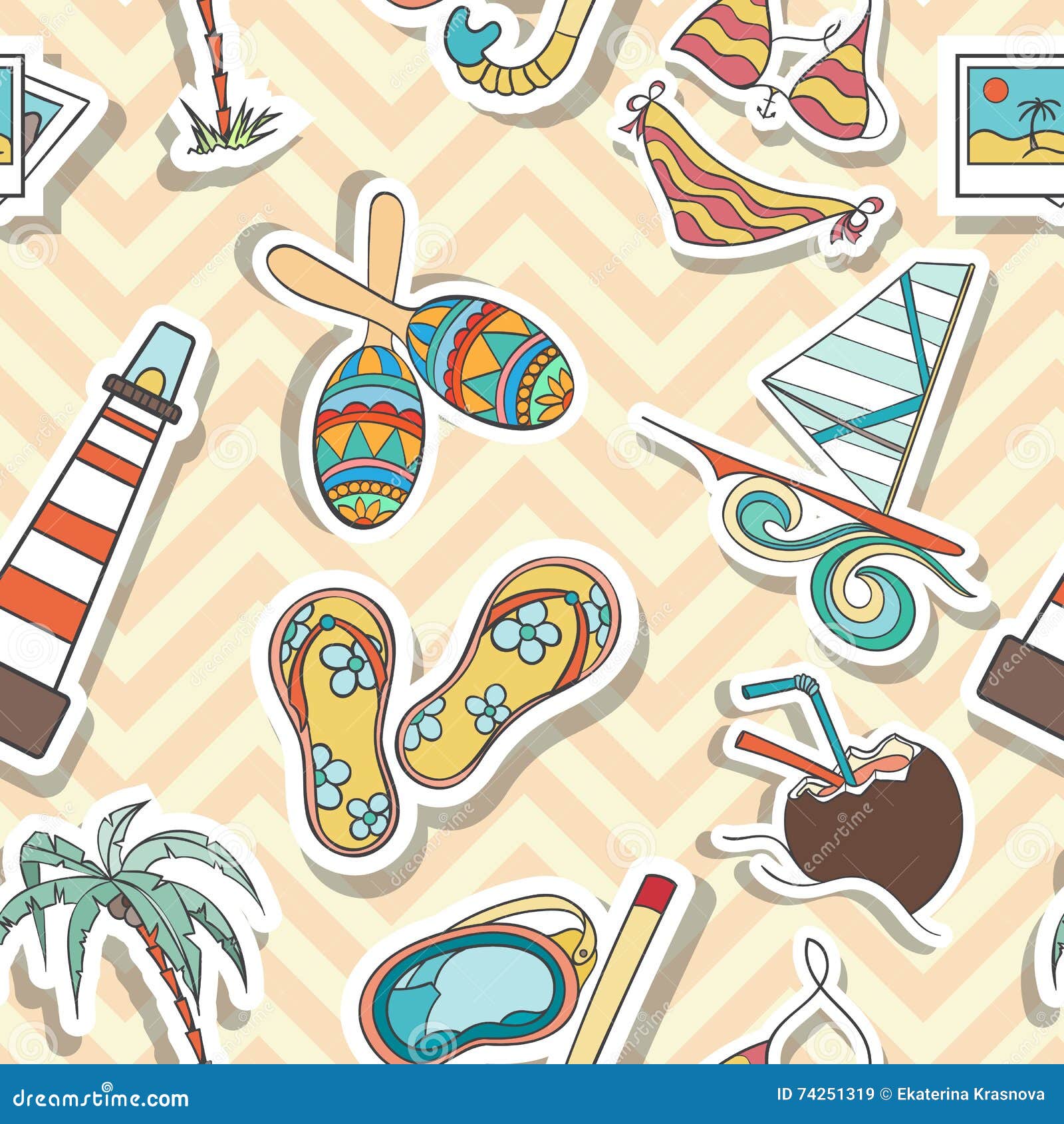 Summer seamless pattern stock vector. Illustration of icon - 74251319