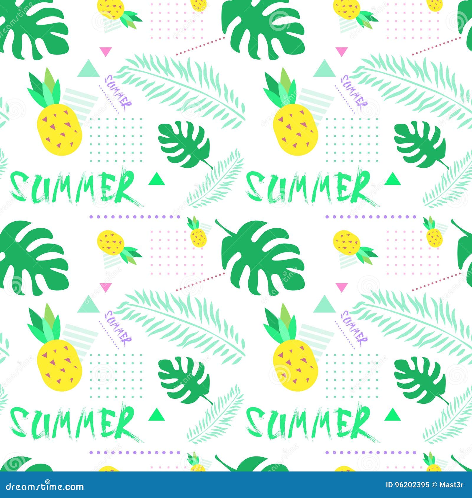 Summer Seamless Pattern with Colorful Tropical Ornament Background ...
