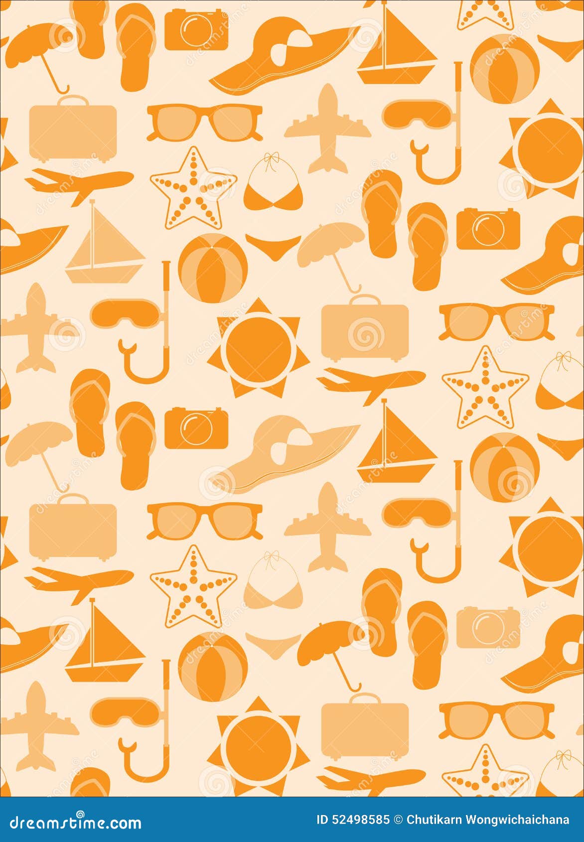 Summer seamless pattern stock vector. Illustration of airplane - 52498585
