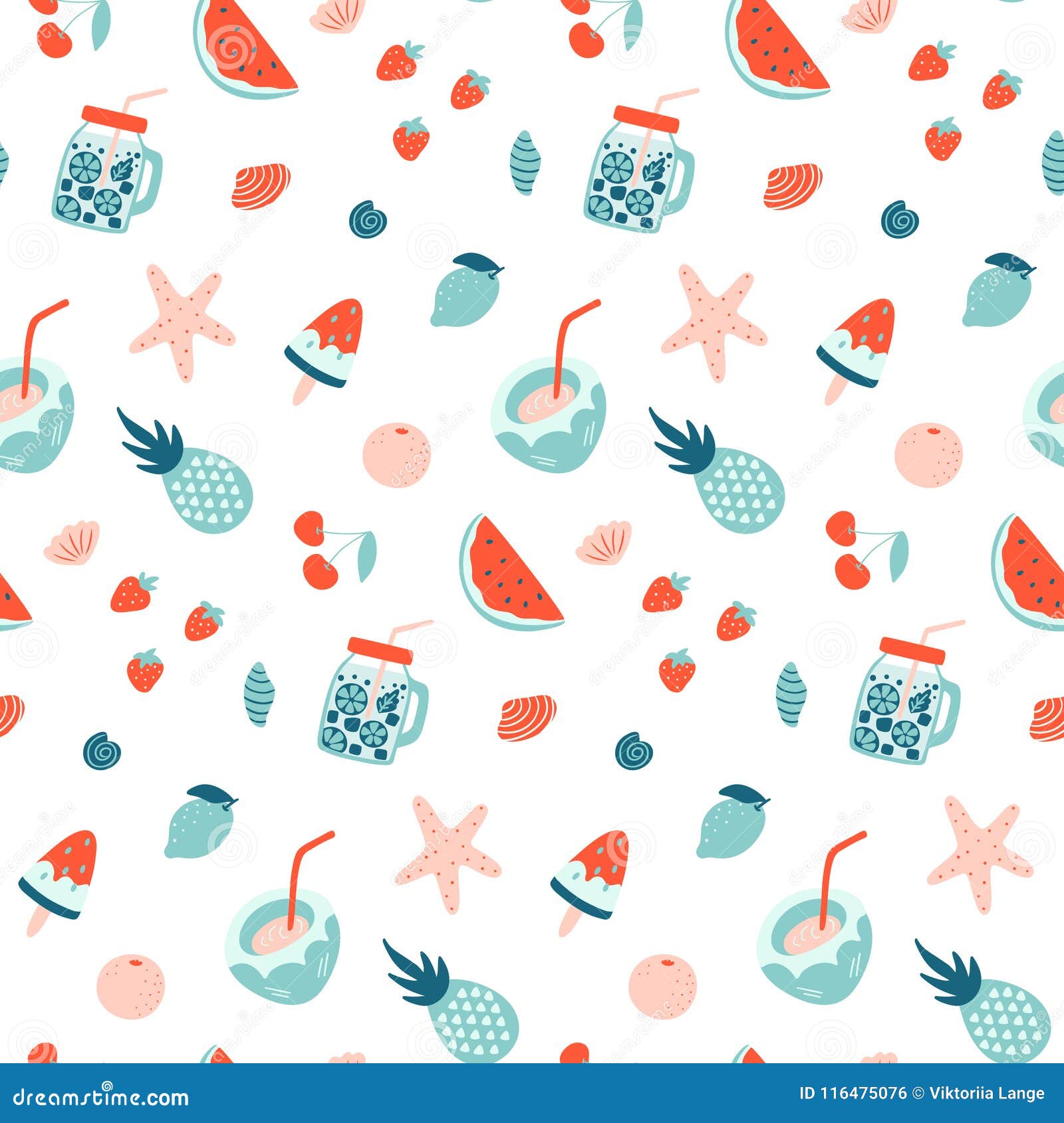 Summer Seamless Pattern. Fruits and Cocktails Stock Vector ... Summer Seamless Pattern. Fruits and Cocktails Stock Vector ...