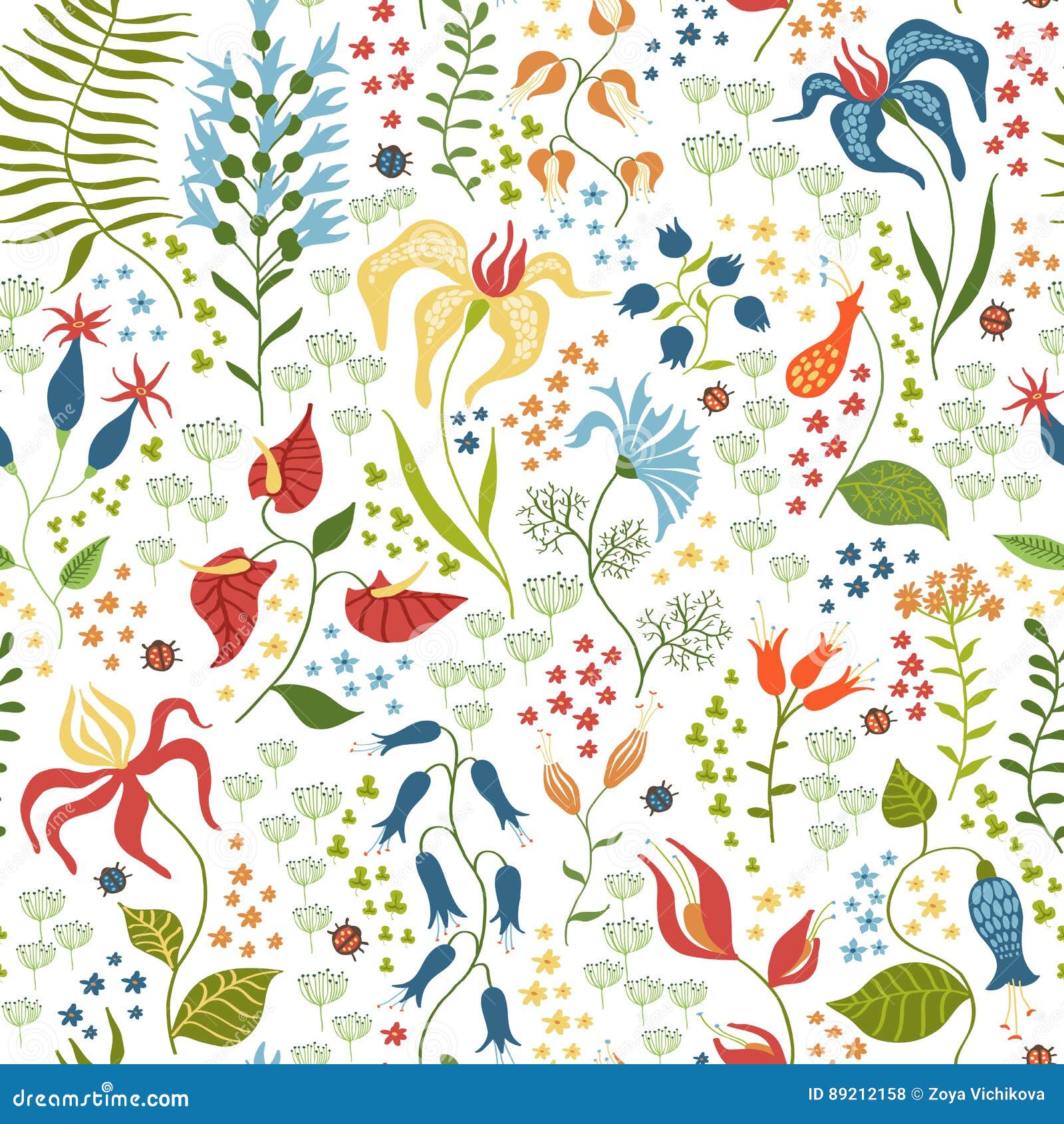 Summer seamless pattern stock vector. Illustration of field - 89212158