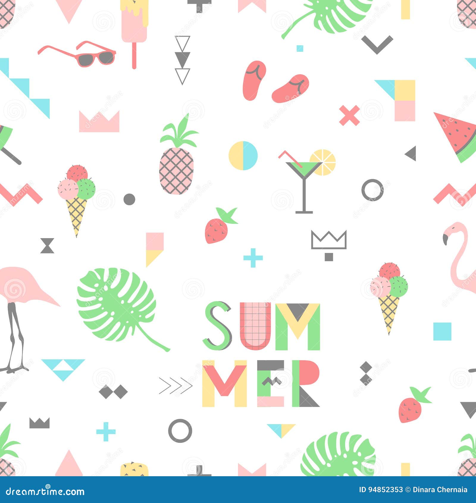 Summer Seamless Pattern with Pink Flamingos. Stock Vector ...