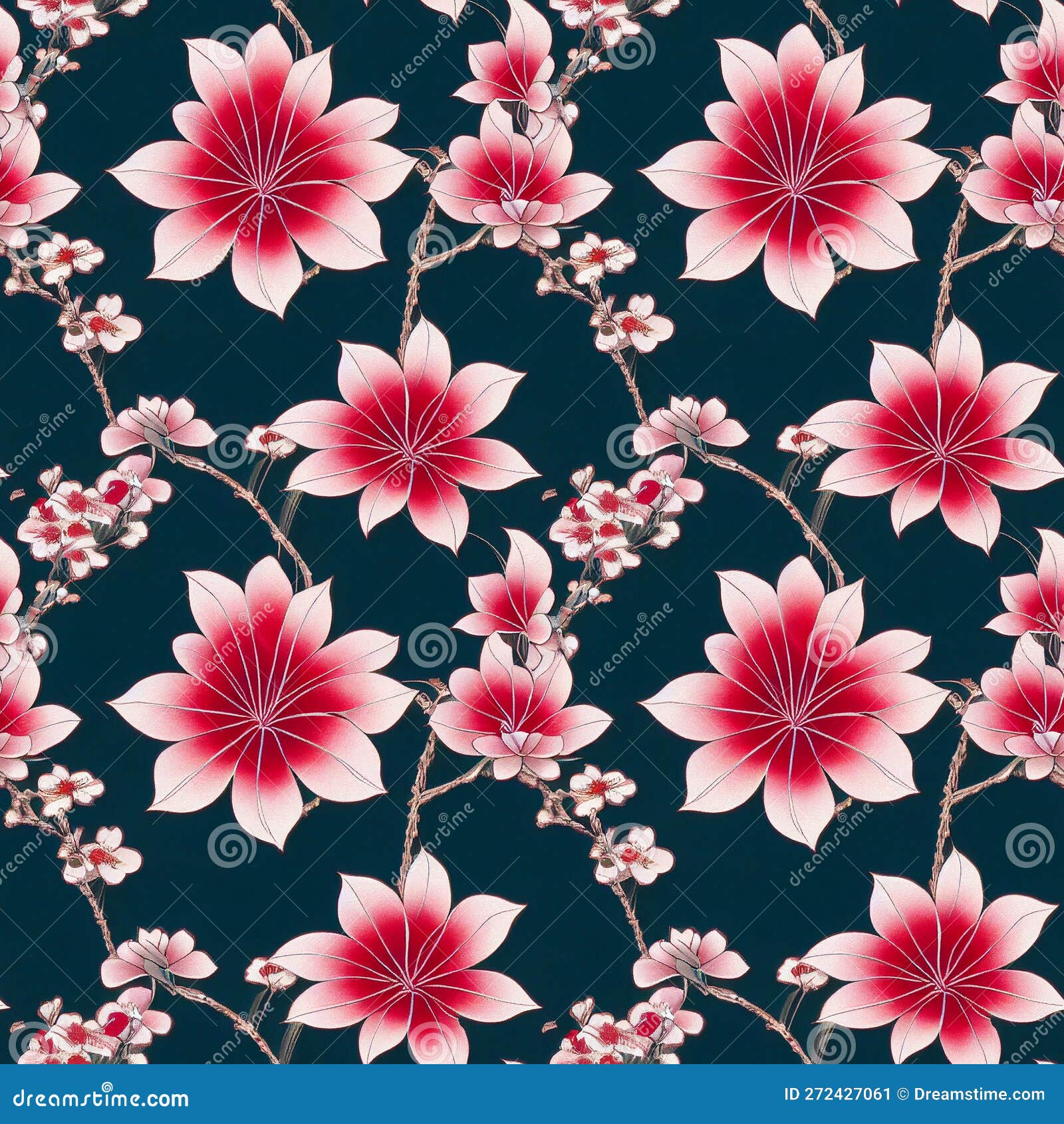 Summer Seamless Pattern with Pink Flowers. Stock Illustration ...