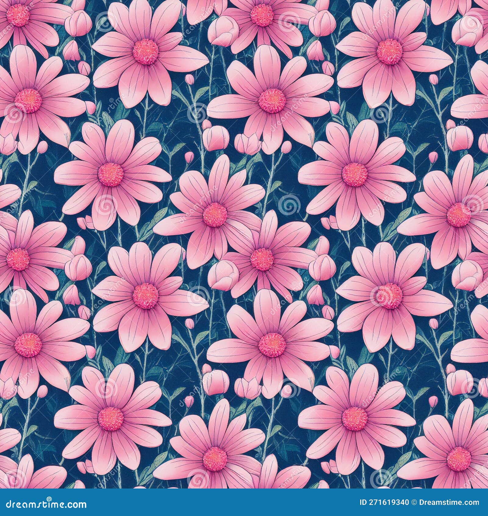 Summer Seamless Pattern with Pink Flowers. Stock Illustration ...