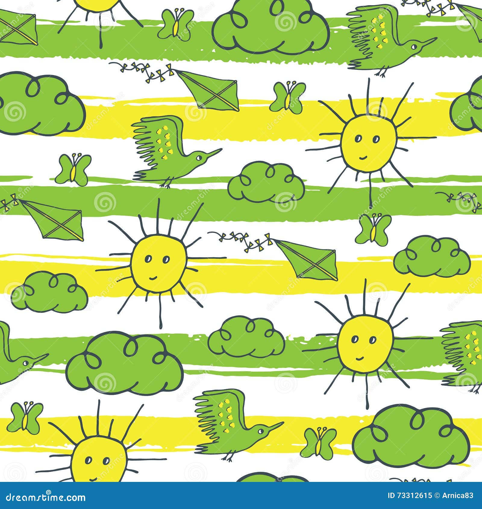 Summer Seamless Pattern on Striped Background Stock Vector ...