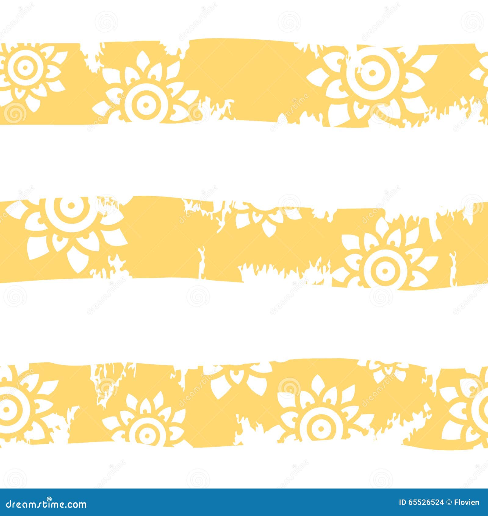 Summer Seamless Pattern Stripes. Ethnic Flowers on a Yellow Back Stock ...