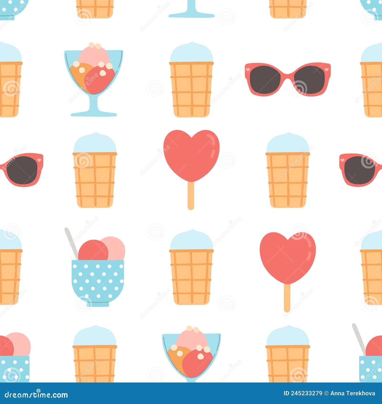 Summer Seamless Pattern Vector and Flat Design Stock Vector ...