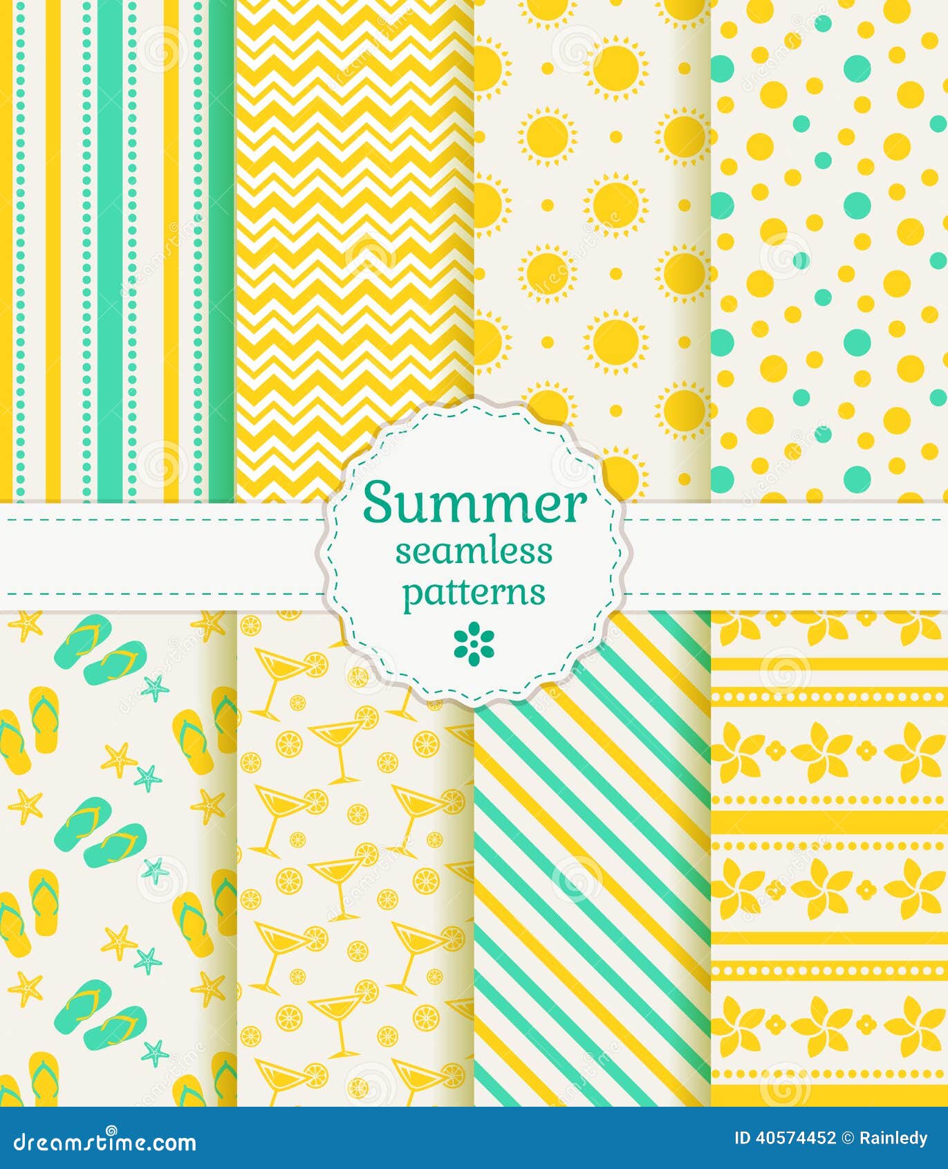 Summer Seamless Patterns. Vector Collection. Stock Vector ...