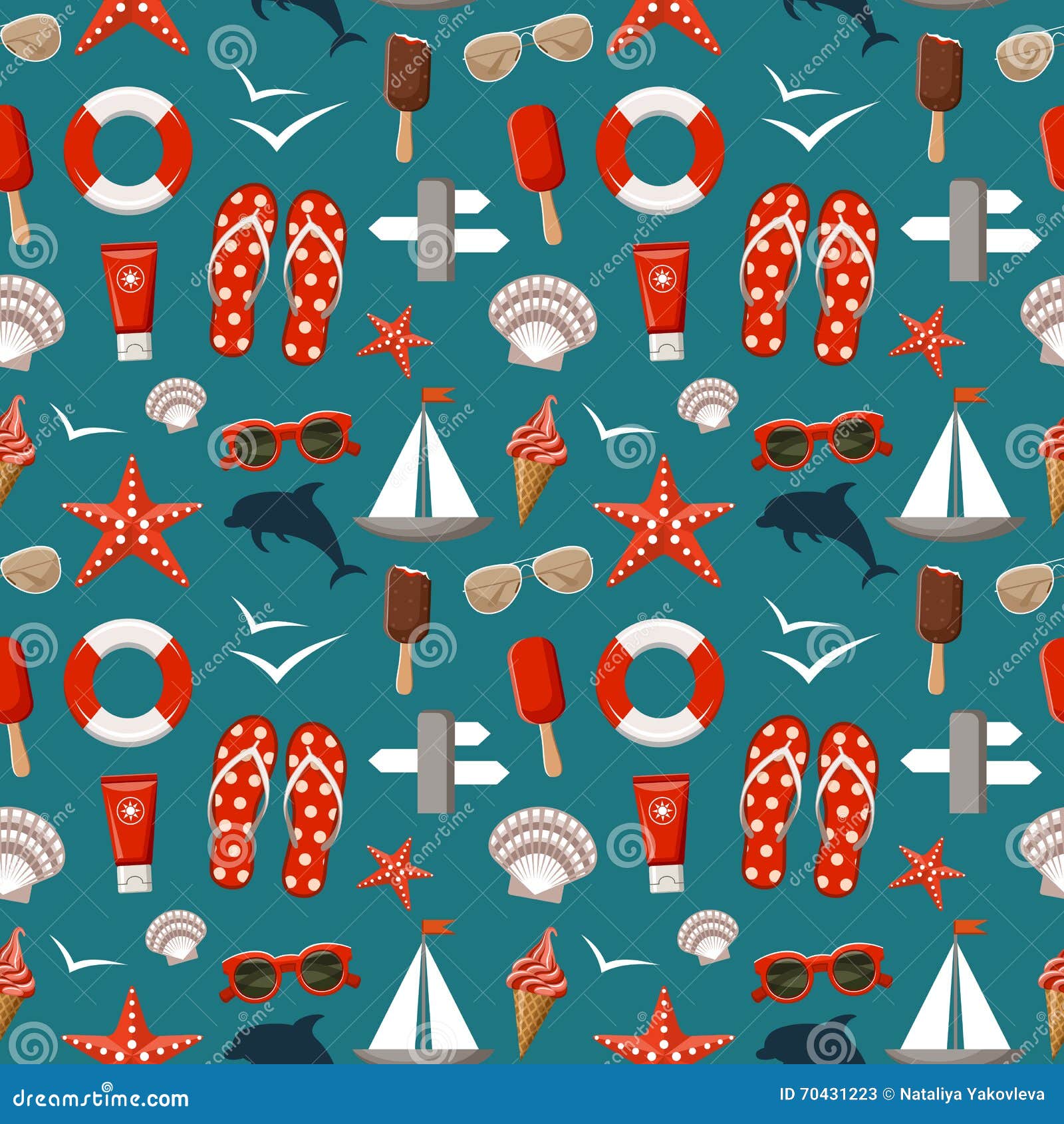 Summer Seamless Sea Patterns. Stock Vector - Illustration of decorative ...