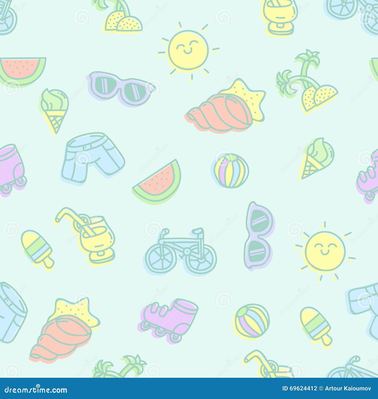 Summer seamless texture stock vector. Illustration of exterior - 69624412