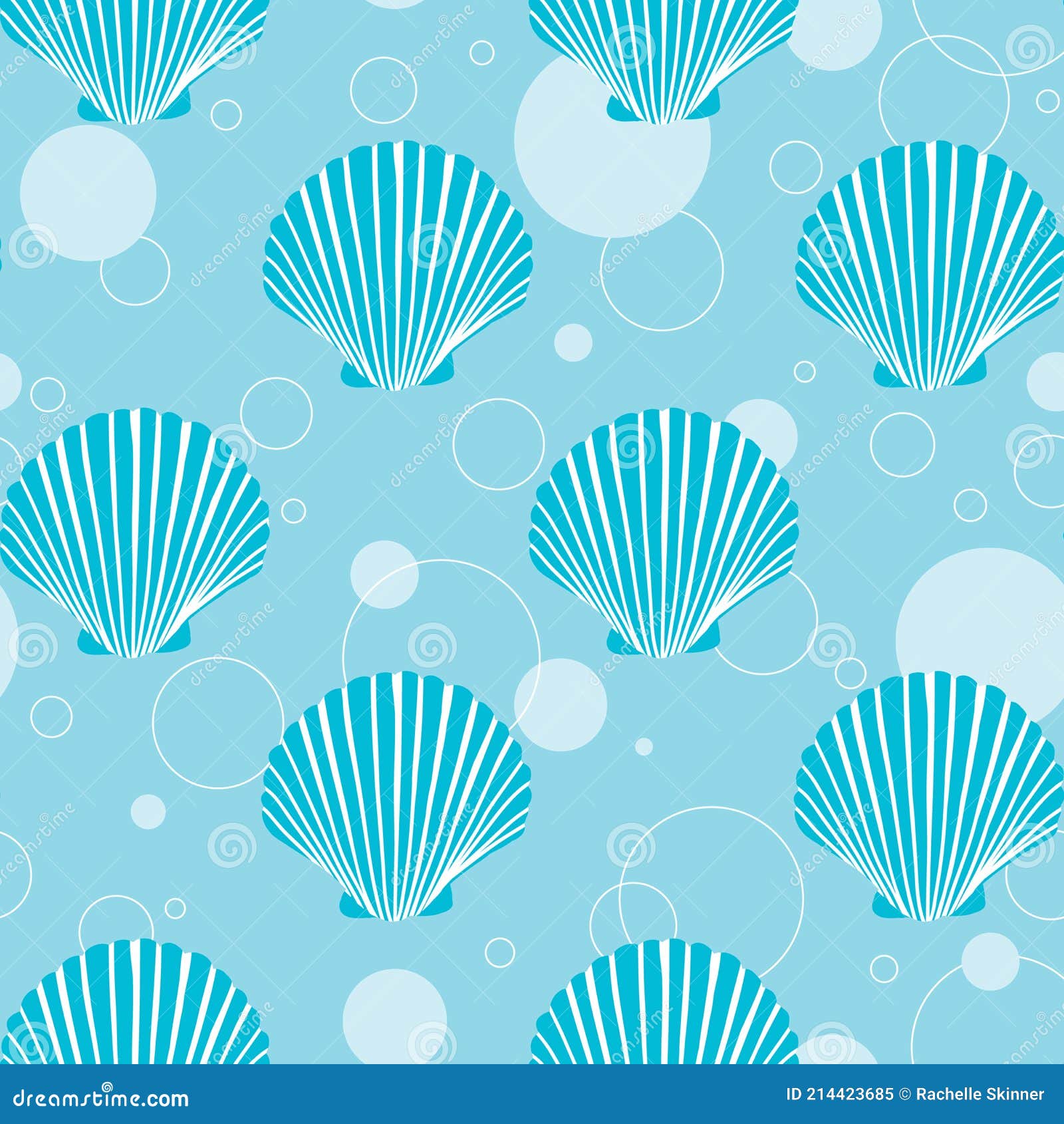 Summer Seashells Seamless Ocean Blue Pattern Stock Vector ...