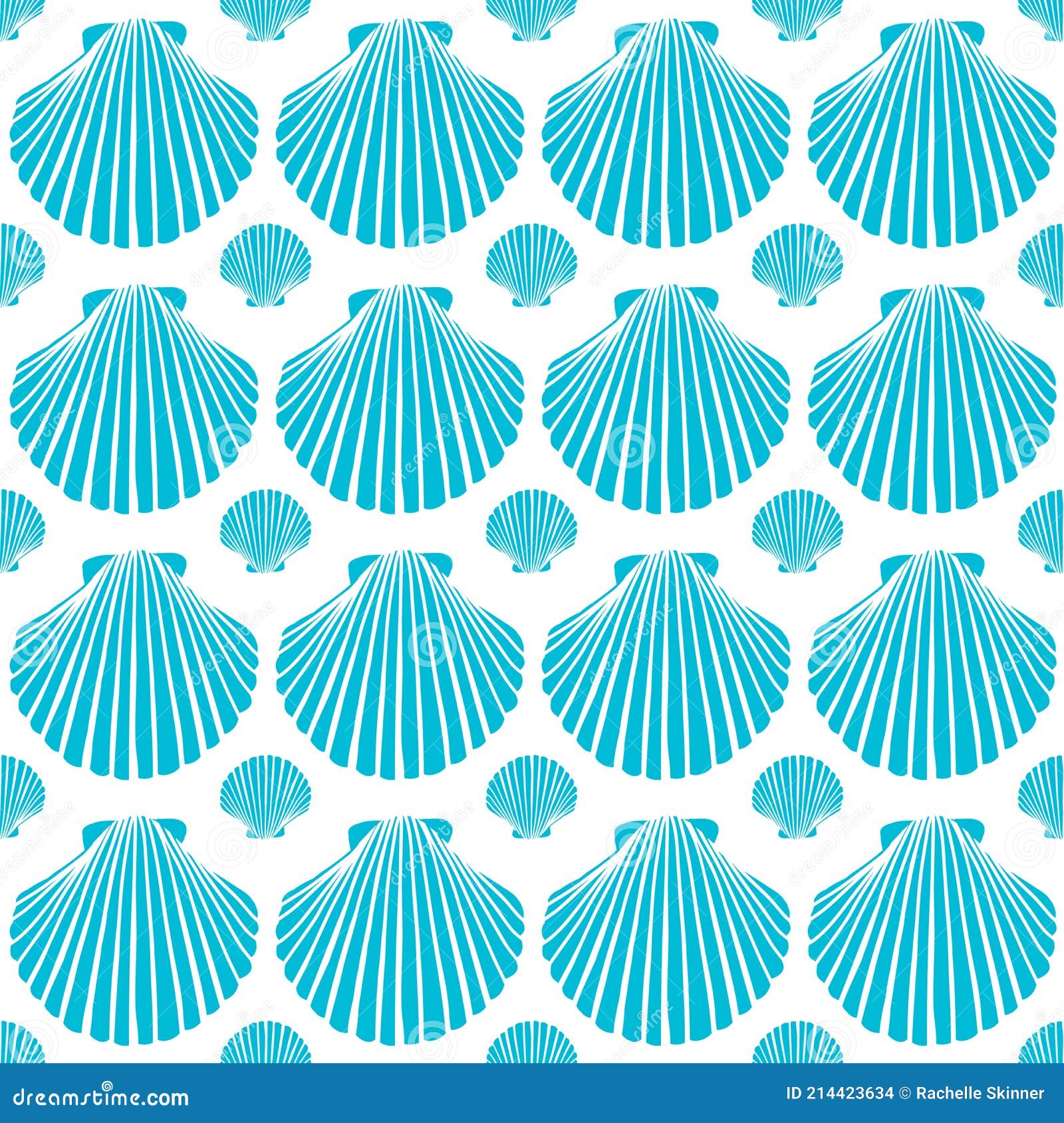 Summer Seashells Blue Scallop Shells Pattern Stock Vector ...