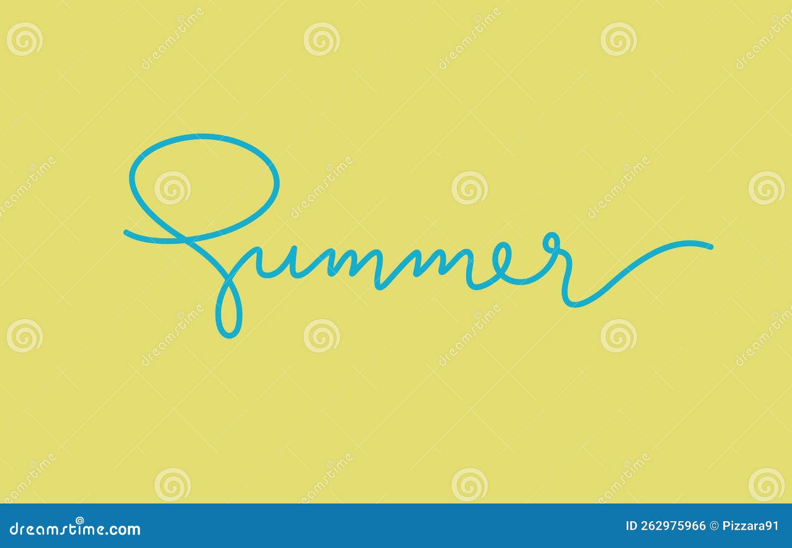 Summer Season Word Lettering Design in Continuous Line Drawing Stock ...