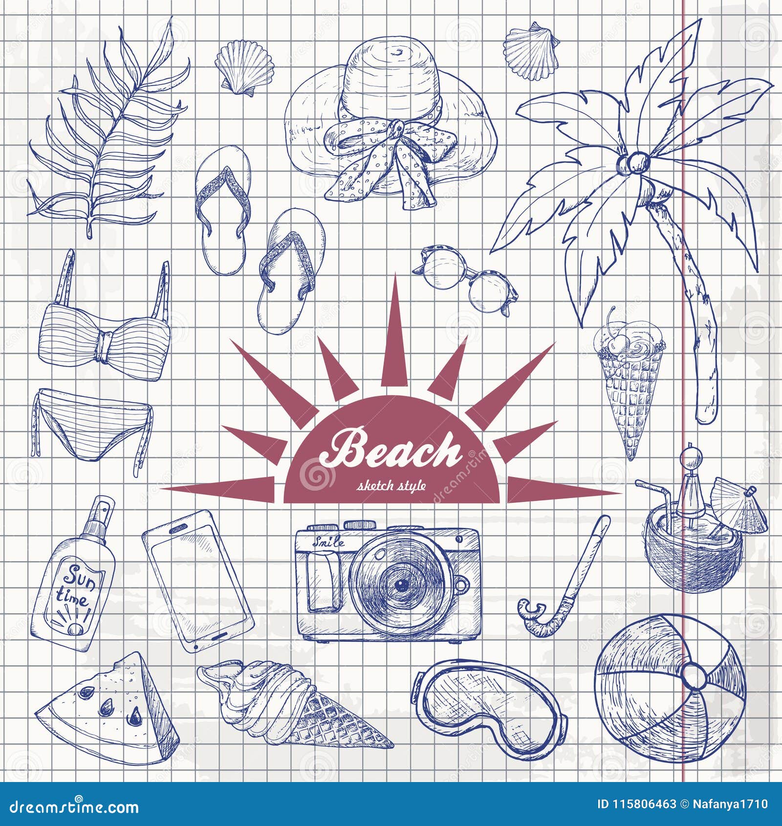 Summer Set of Doodle Hand Drawn Objects Isolated Stock Vector ...