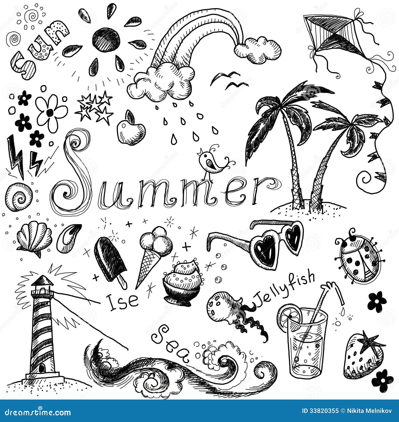 Summer set. stock illustration. Illustration of tour - 33820355