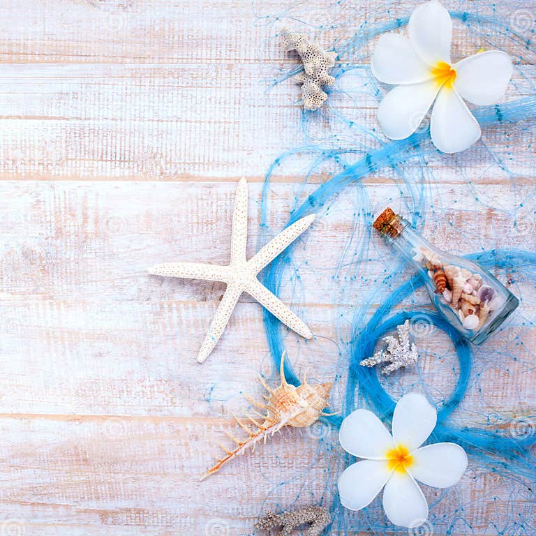 Summer Setting Up on Wooden Panel Stock Image - Image of seascape ...