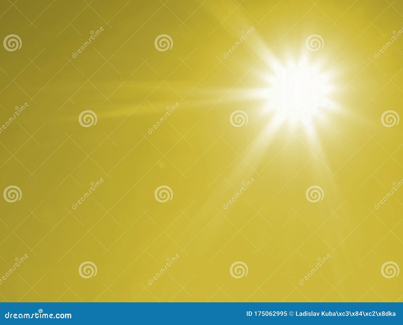 Summer Shining Sun at Clear Yellow Sky. Abstract Spring Background with ...