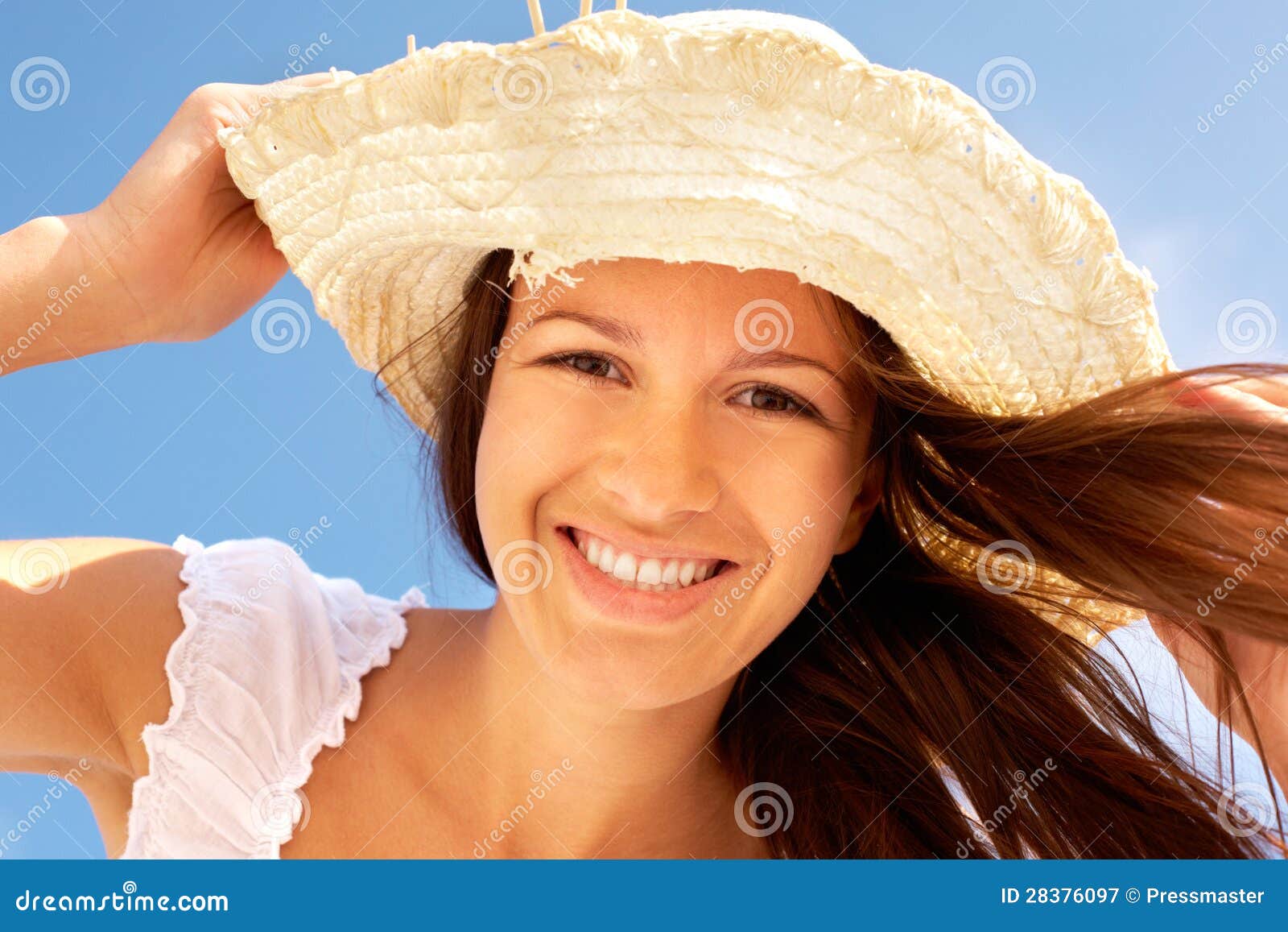 Summer smile stock image. Image of brunette, hair, beauty - 28376097