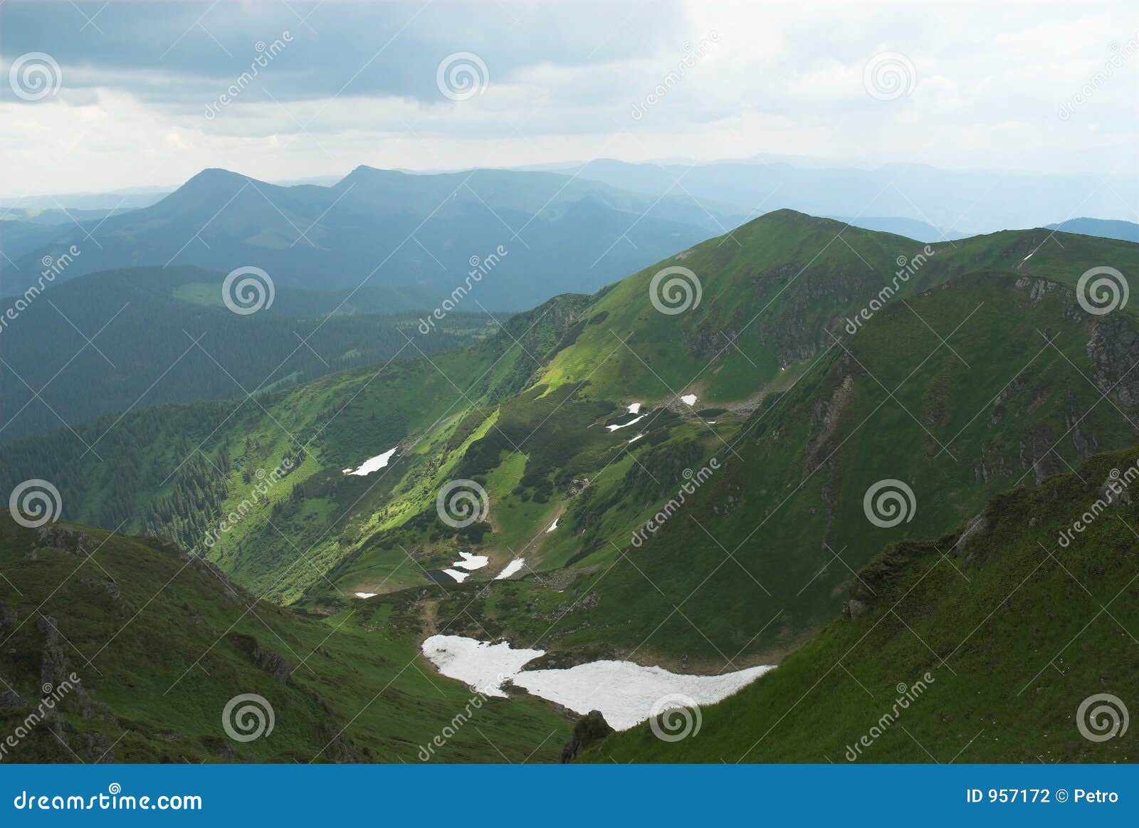 Summer snow in mountains stock photo. Image of grass, chute - 957172
