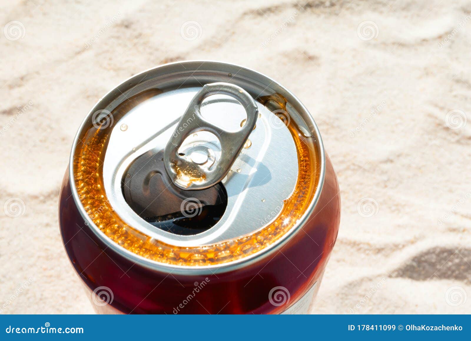 Summer Soda Soft Drink in Aluminum Can. Refreshment on Beach Stock ...